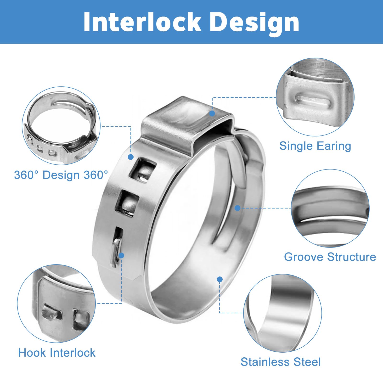 Snapklik.com : 120 Pack 1/2 Inch Pex Crimp Ring, Pex Cinch Clamp Rings ...
