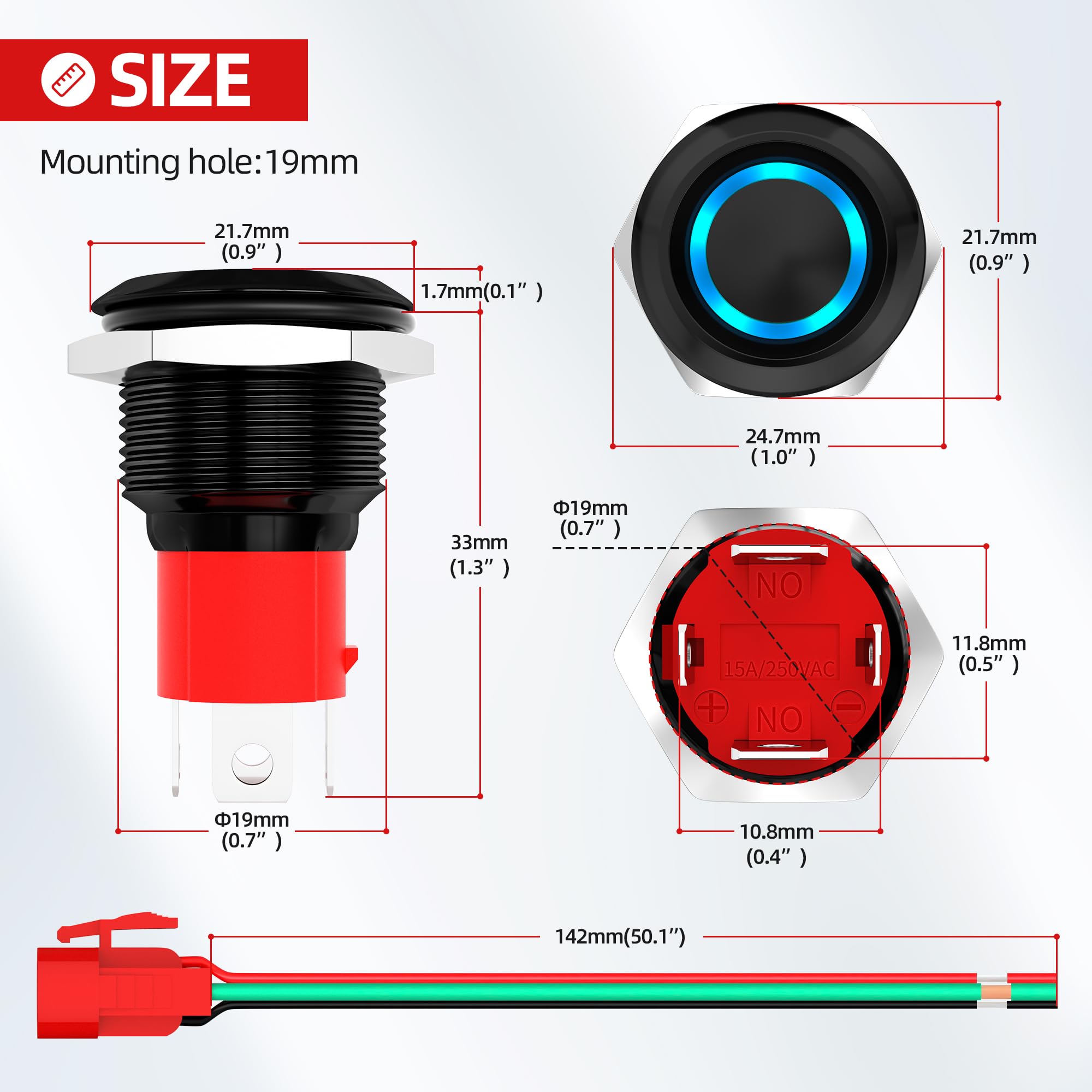 Snapklik.com : Joinfworld Momentary Push Button Switch 12V 20 Amp Heavy ...