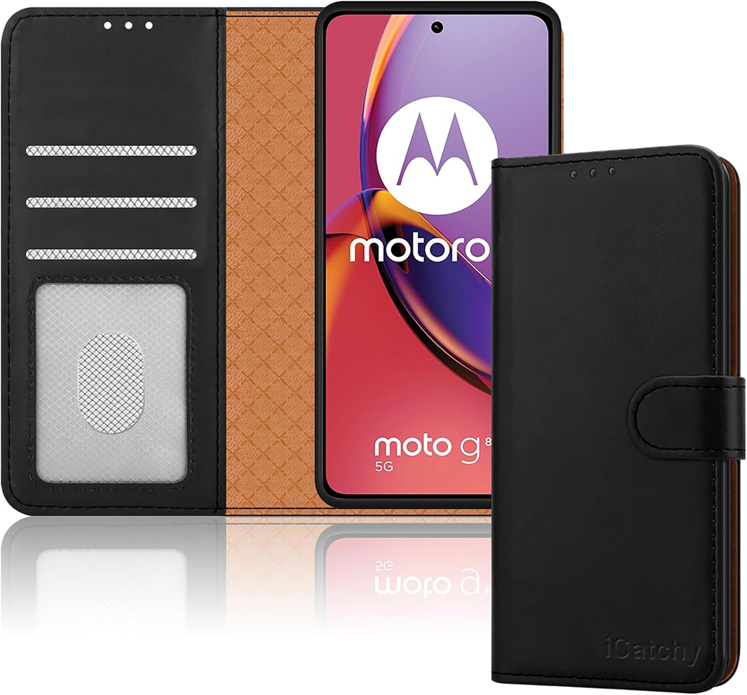 iCatchy for Motorola Moto G84 Case Leather Wallet Book Flip Folio Stand ...