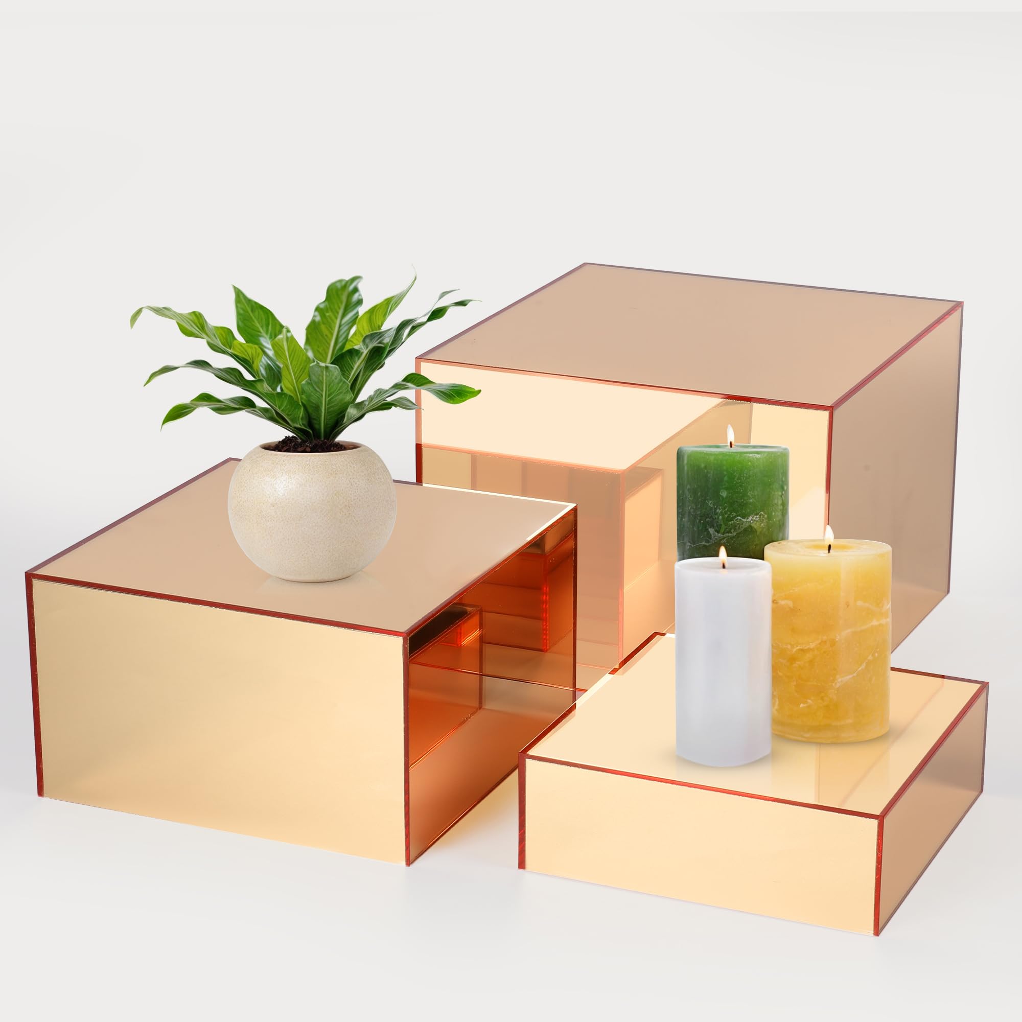 Amazon.com: Acrylic Buffet Risers Set of 3 | White, Gold, & Black | 5 ...