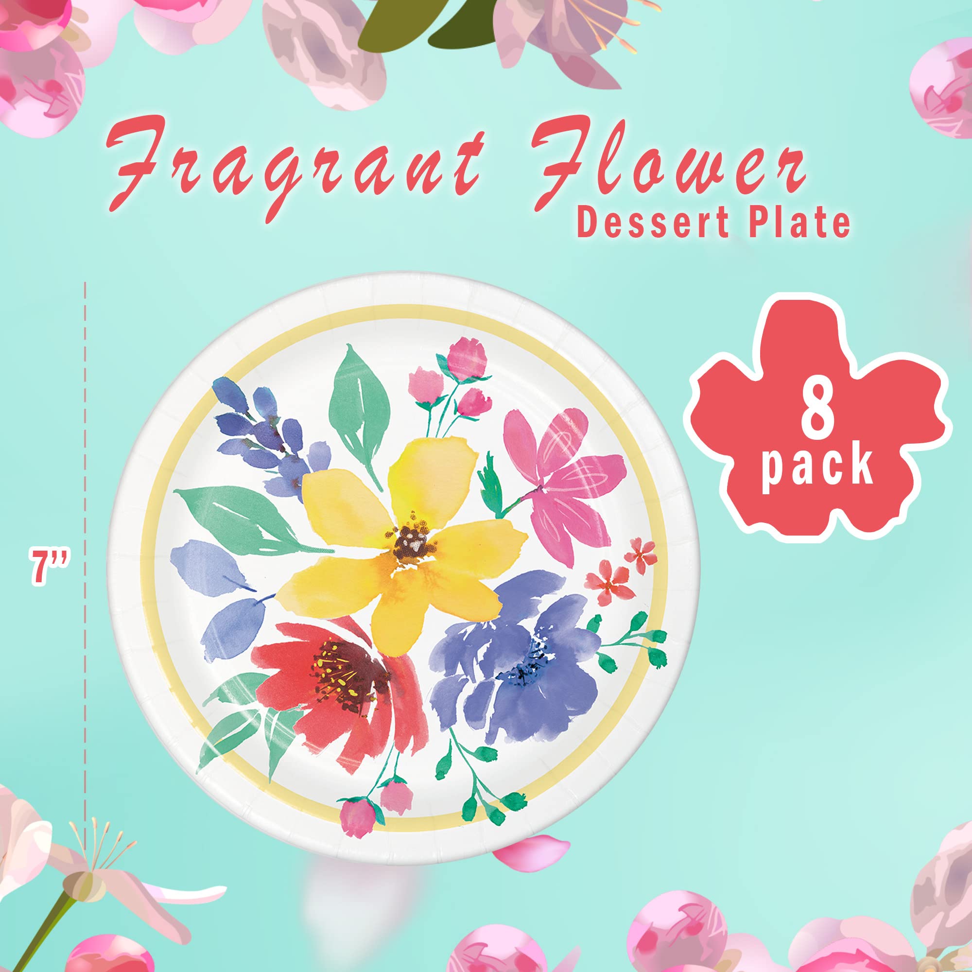 Creative Converting Fragrant Flower Dinnerware Party Bundle - Dinner ...