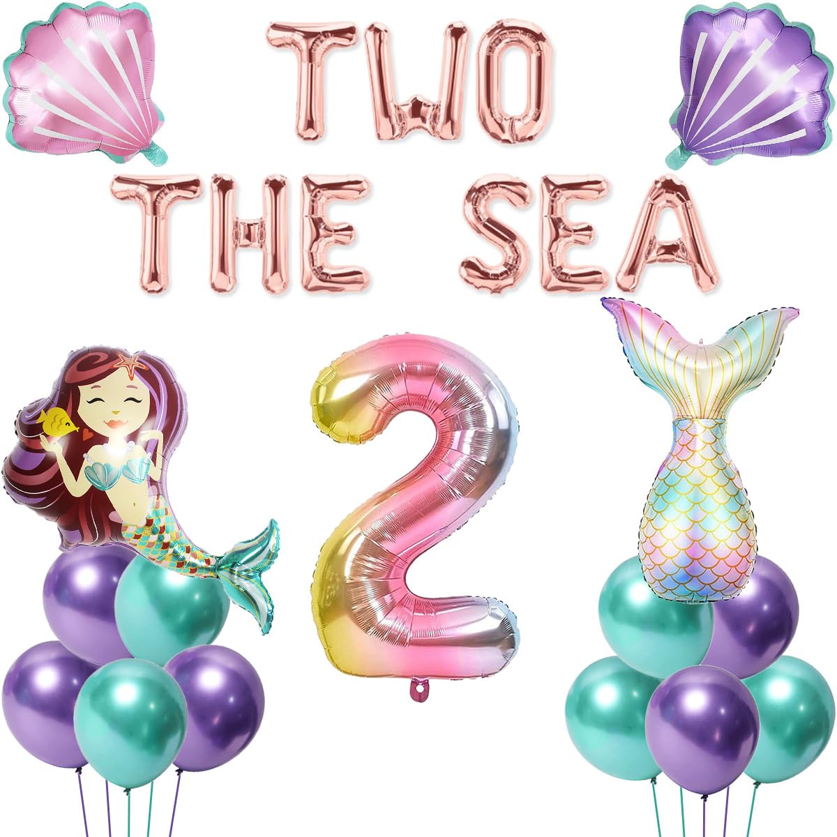 Amazon.com: Two the Sea 2nd Birthday Party Balloon Banner for Under the ...