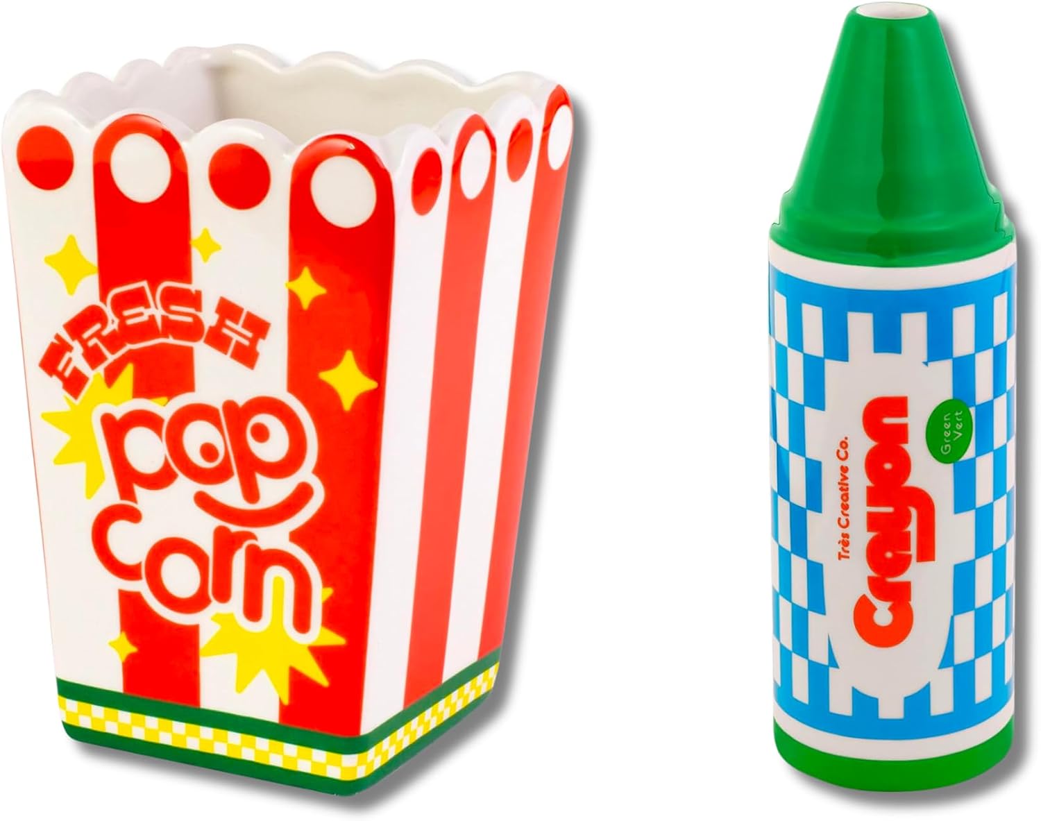 Amazon.com: ban.do Decorative Ceramic Popcorn Bucket Vase Bundle with ...
