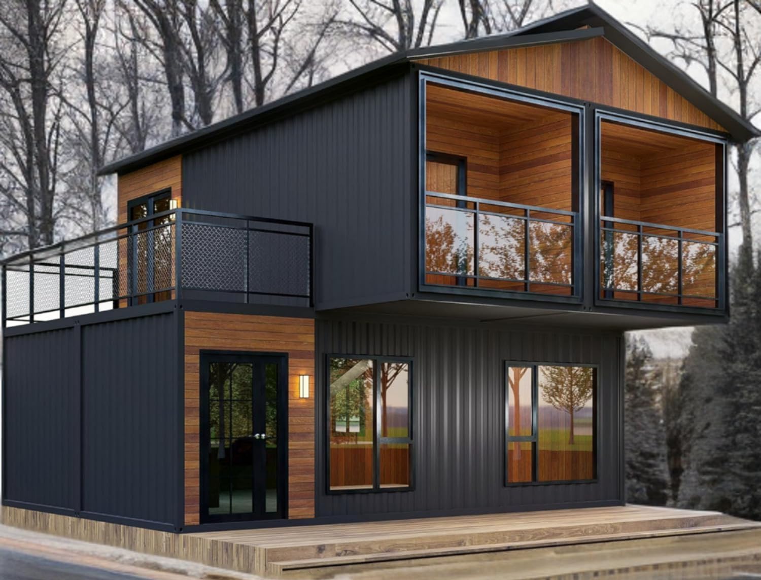 Small 2 Person 2 Story Cabin Home Two Story Tiny House Plan Etsy