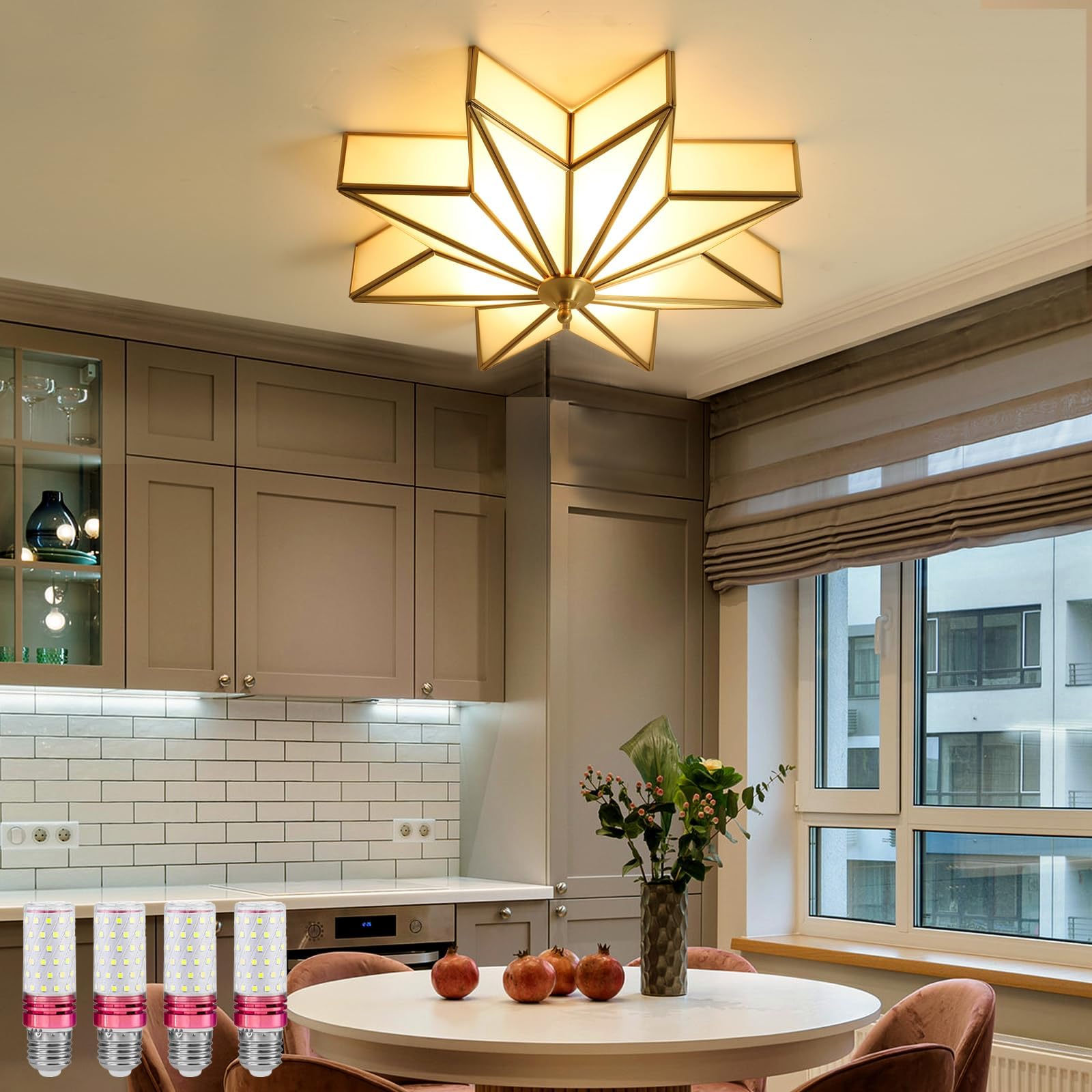 Aeyee Brass Flush Mount Ceiling Light Star Shaped Lighting Fixture 4 ...