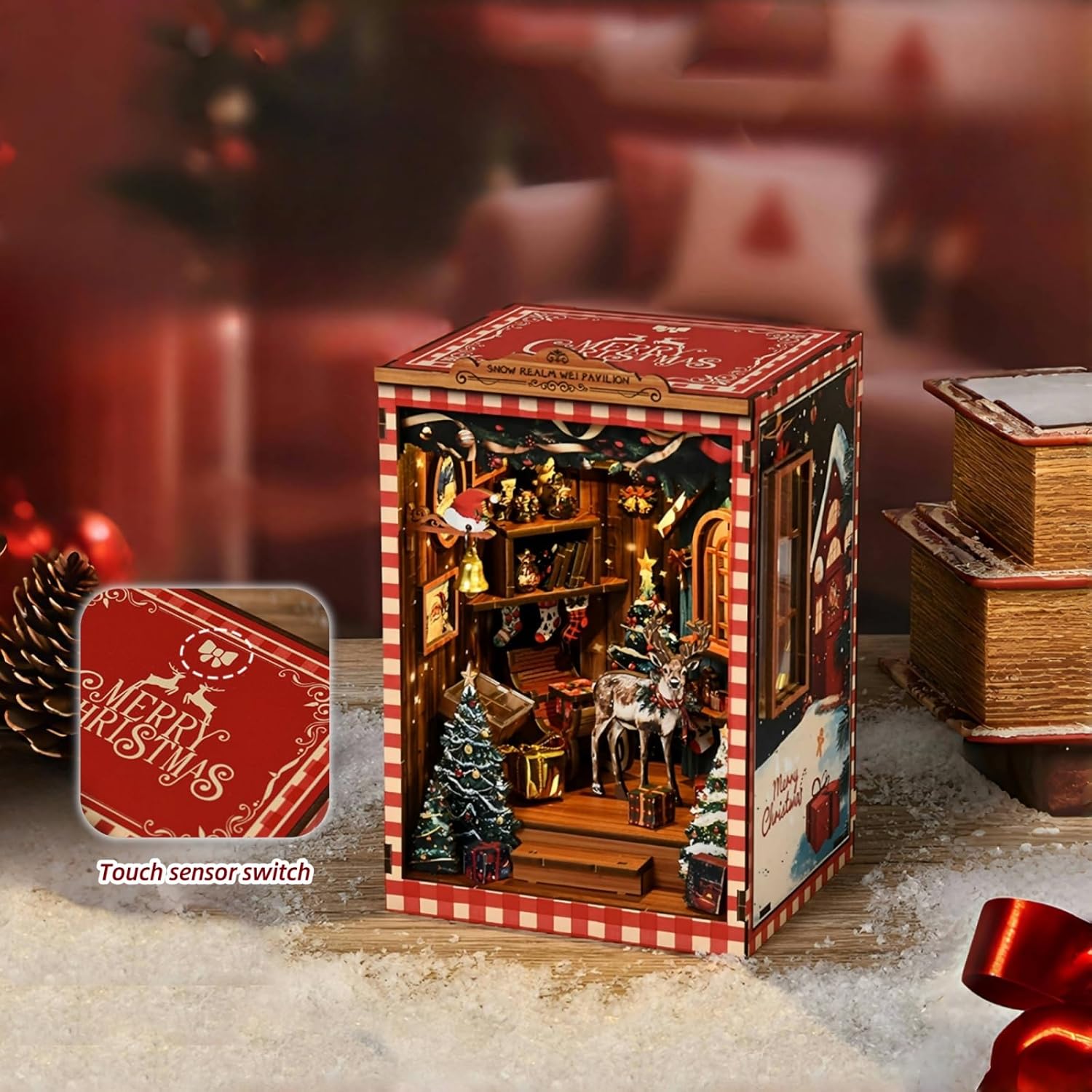 Snow Realm Pavilion Mini DIY Book Nook Kit - kingstora.com