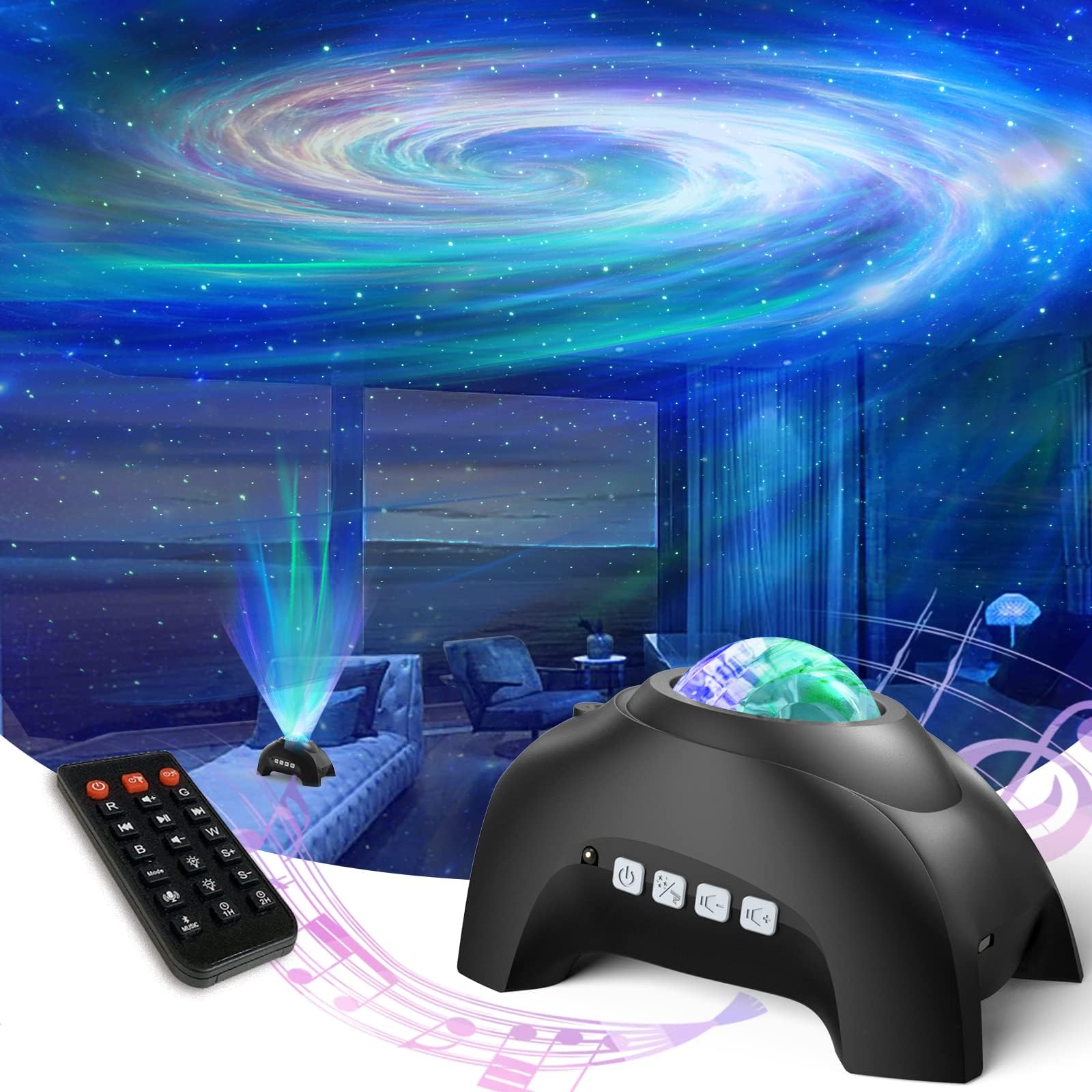 LuxLumi Aqua Dream Projector Night Light & Sound Machine with Timer and ...