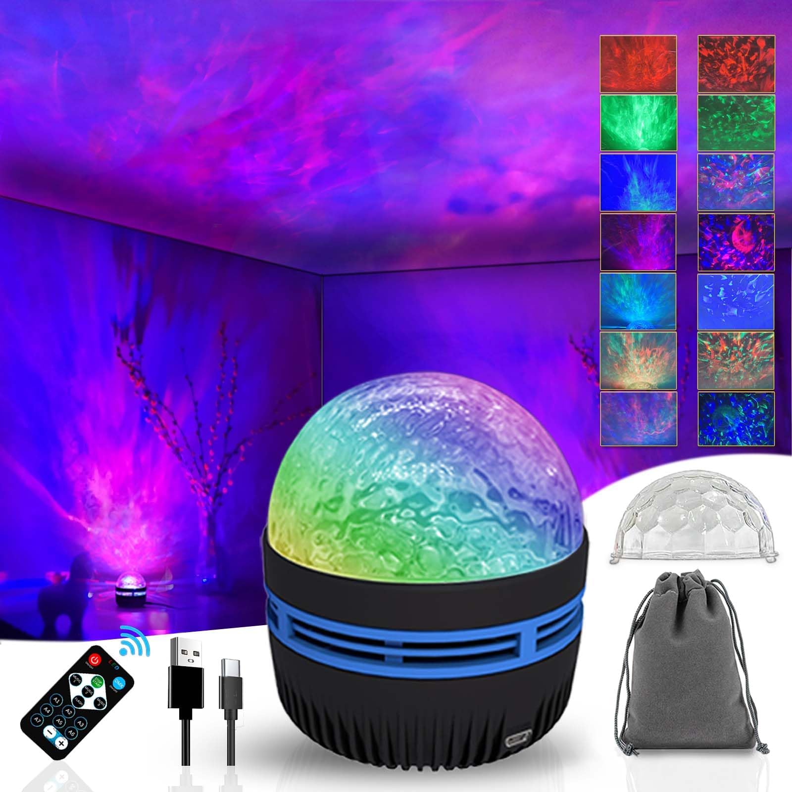 FinLuxEsti Galaxy & Star Projector with Remote Control, 14 LED Light ...