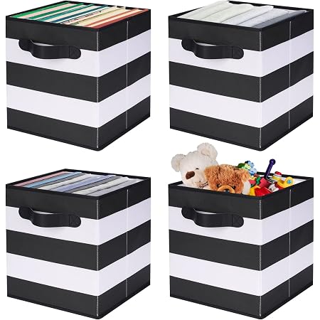 Amazon.com - Livememory Decorative Cube Storage Bins, Black and White ...