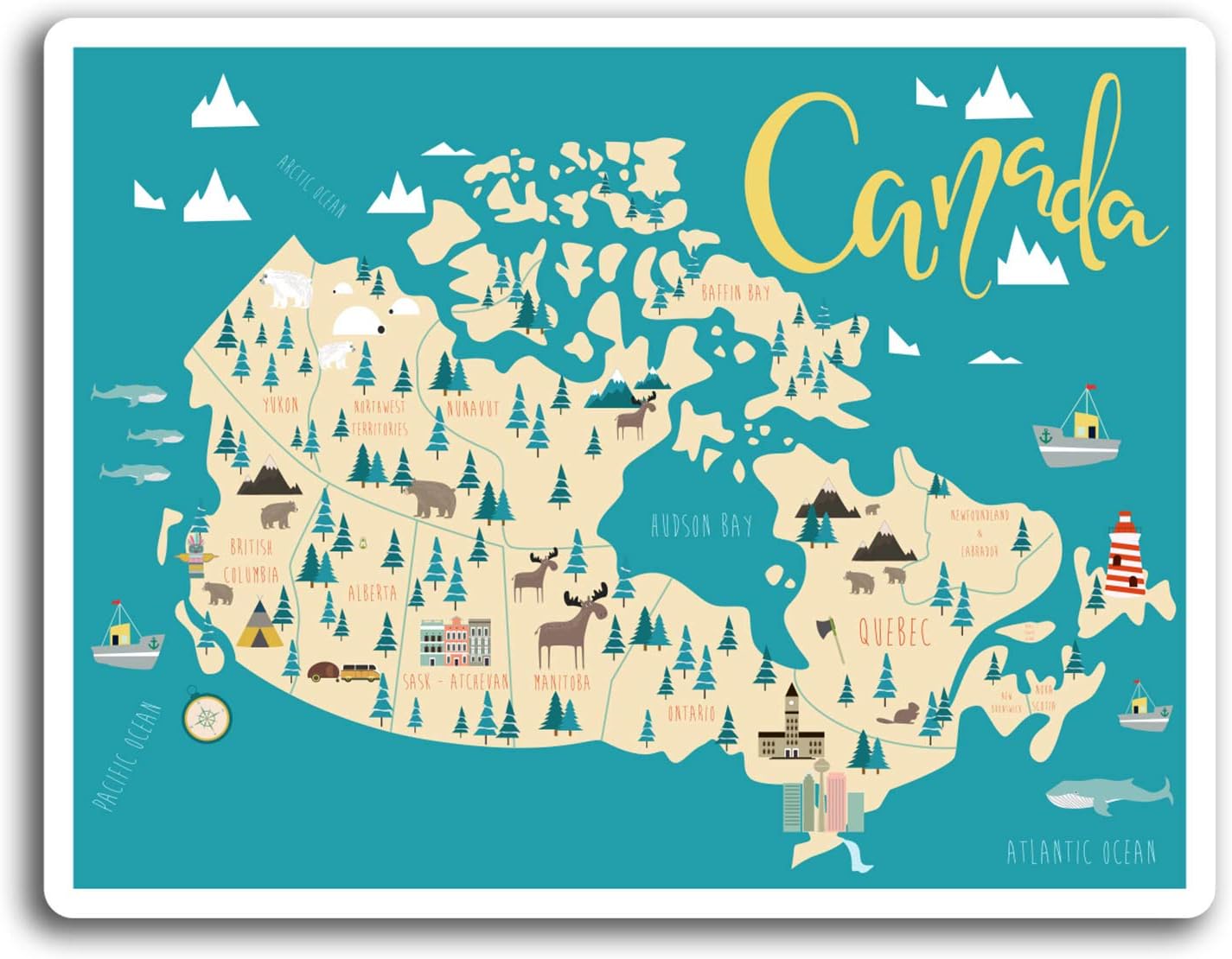 2 x 10cm Canada Map Canadian Travel Vinyl Stickers - Sticker Laptop ...