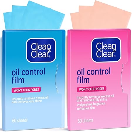 Amazon.com : Clean & Clear Oil Absorbing Facial Sheets, Portable ...