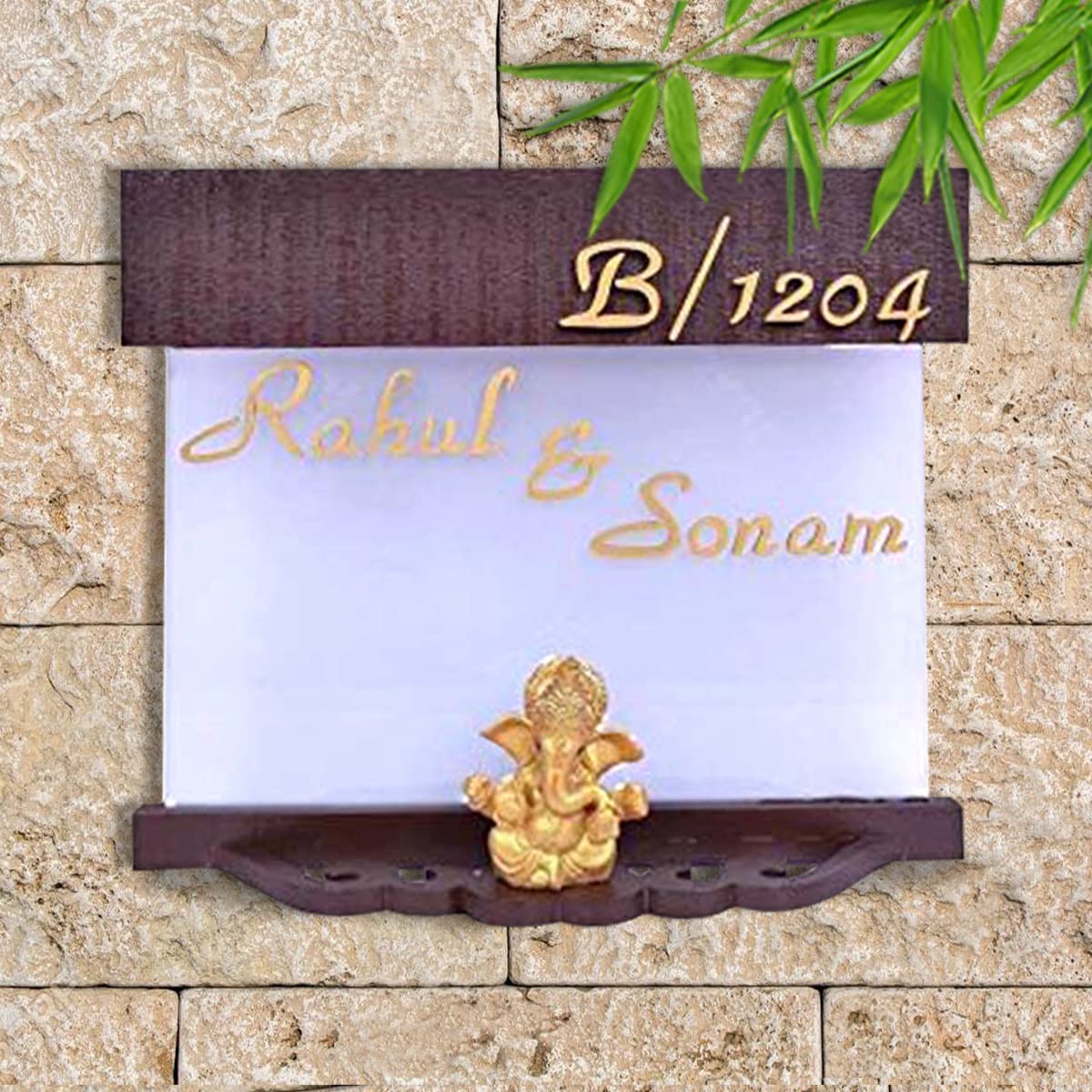 Buy Karigaari India Designer Agarwals Name Plate with Brown and White ...