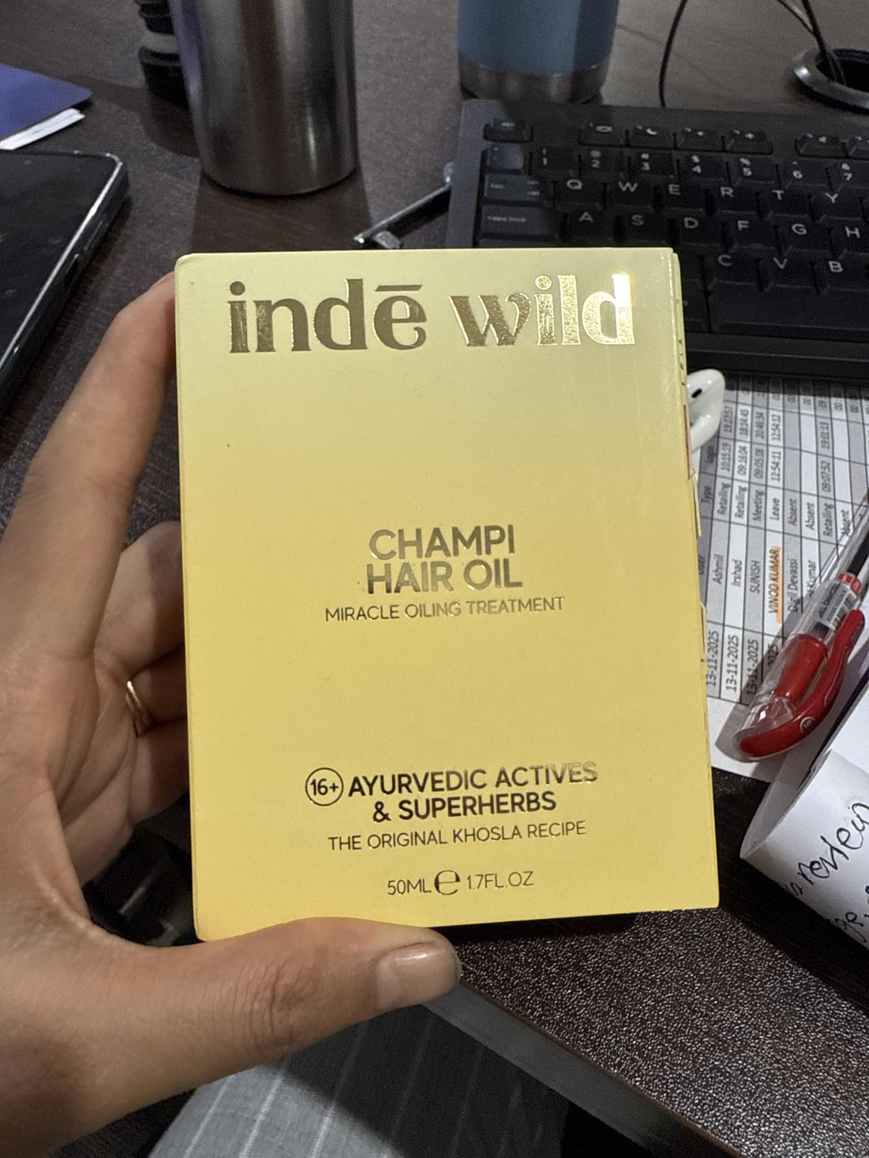 indē wild Champi Hair Oil (50 ml) with Rosemary Oil, Brahmi, Amla, and ...