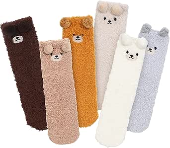 Amazon.com: Chuarry 6 Pairs Women's Soft Fuzzy Socks Bulk Winter Cozy ...