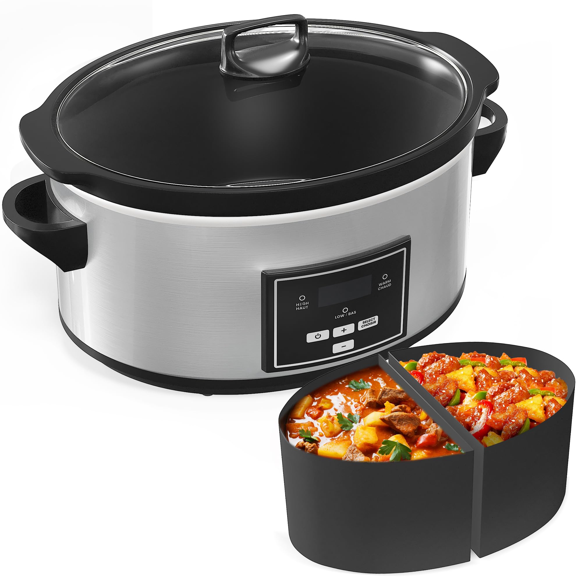Amazon.com: 6 Quart Programmable Slow Cooker with Silicone Divider ...