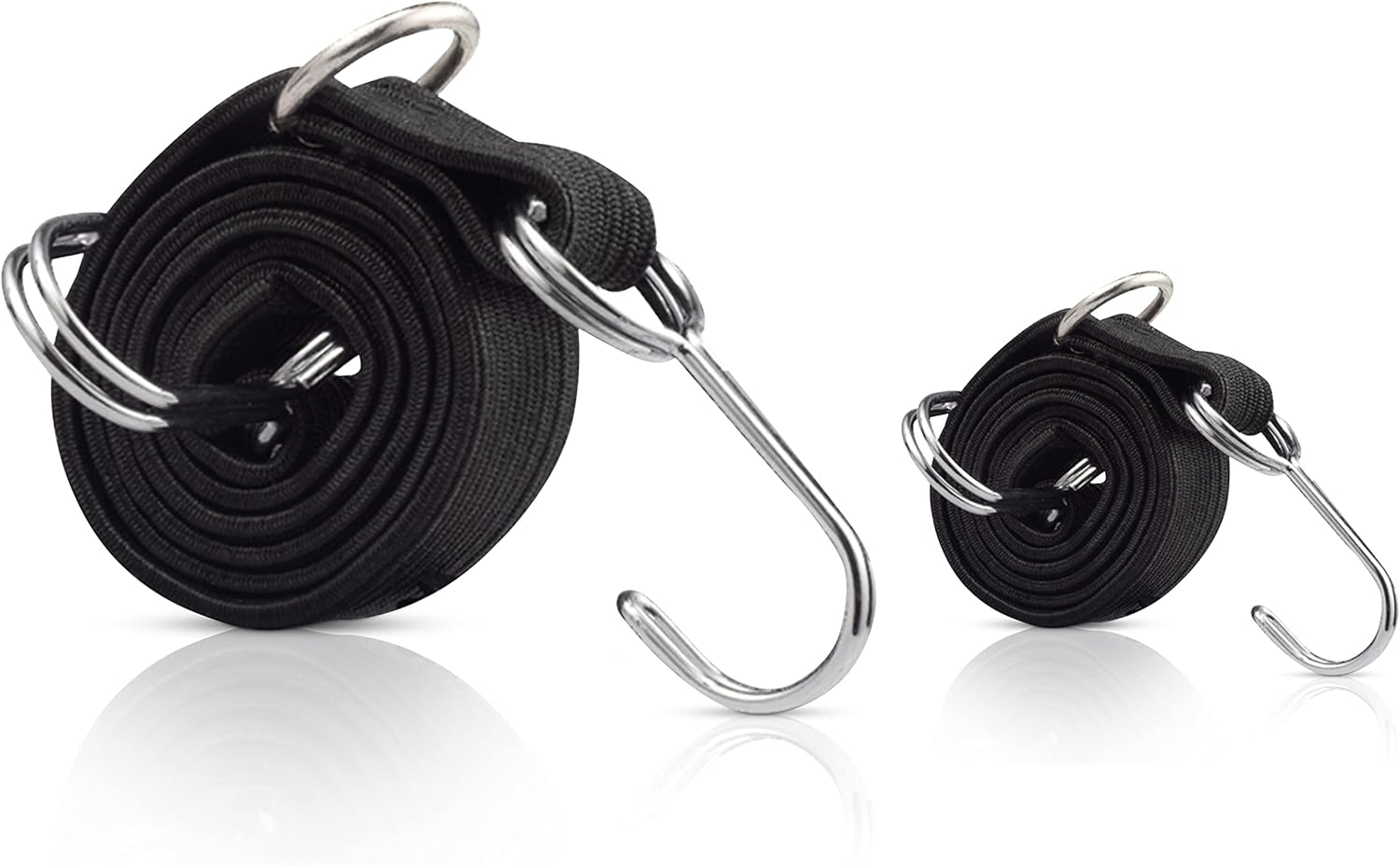 2er Set Flache Spanngummis mit Haken, Gummispanner, Spanngummi kurz mit Haken, Gepäckspanner ...