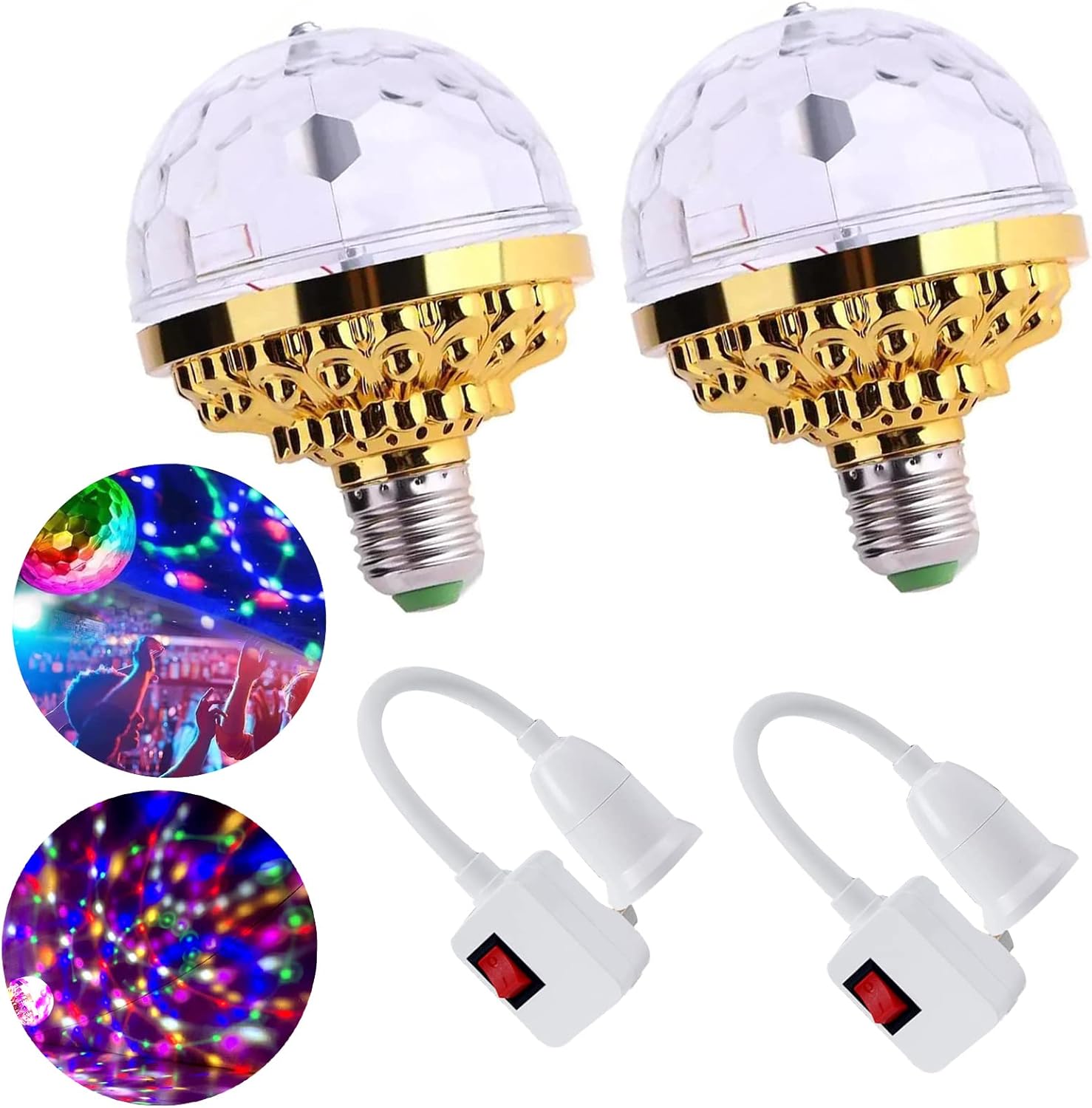 Buy 2Pcs Colorful Rotating Magic Ball Light Colorful Disco Rotating ...