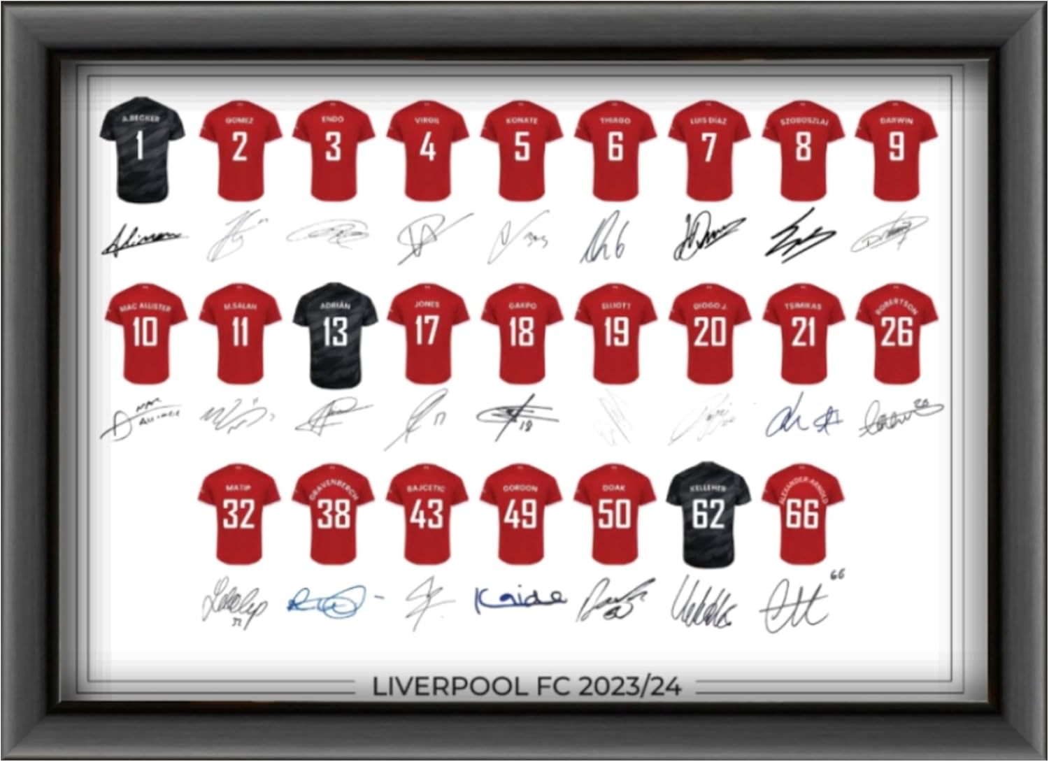 Ava Dylan Liverpool FC Autographed Team Poster Print - Full 2023-24 ...