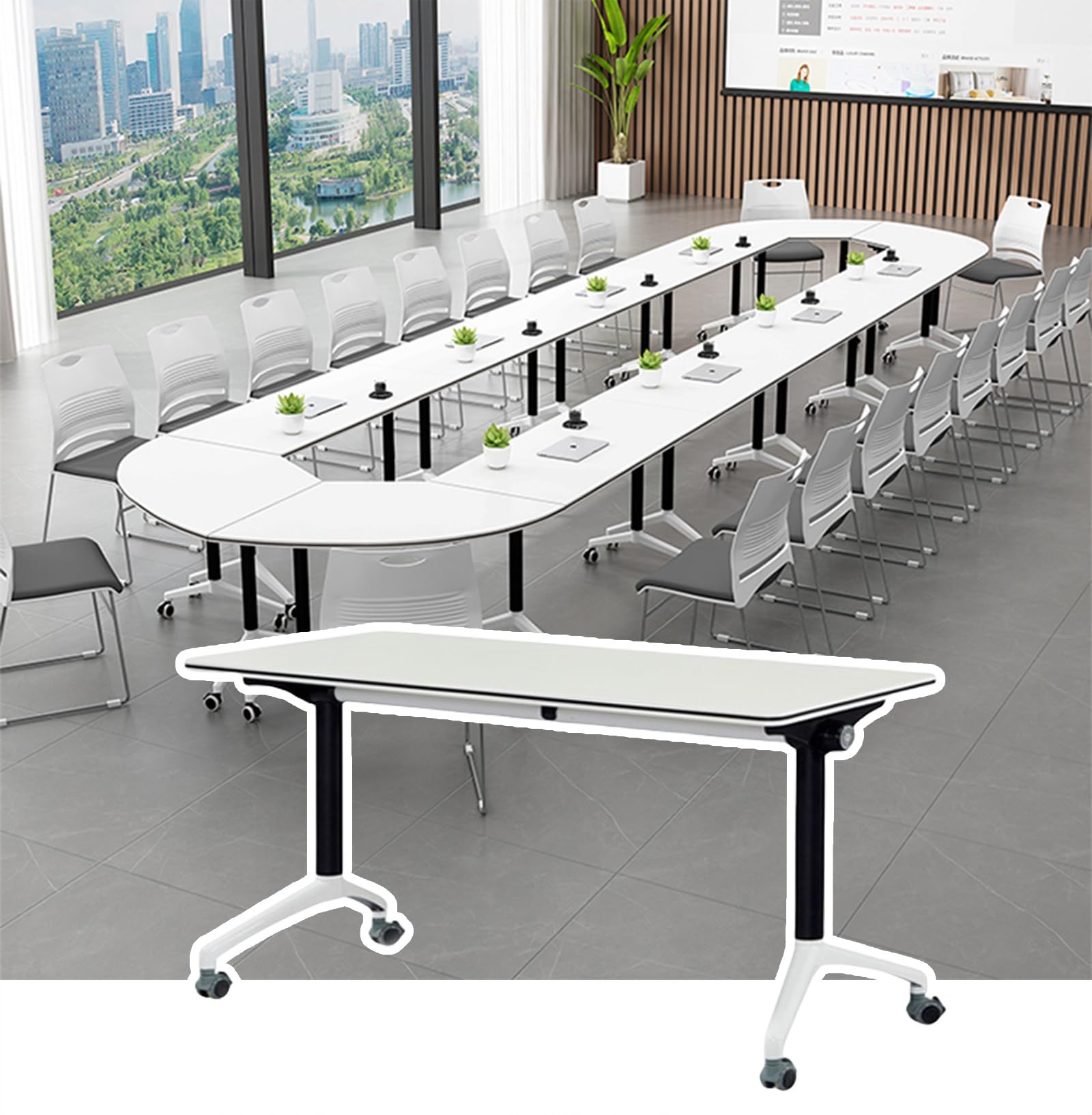 Flip Top Desk Folding Conference Table With Wheels - Modular Training ...
