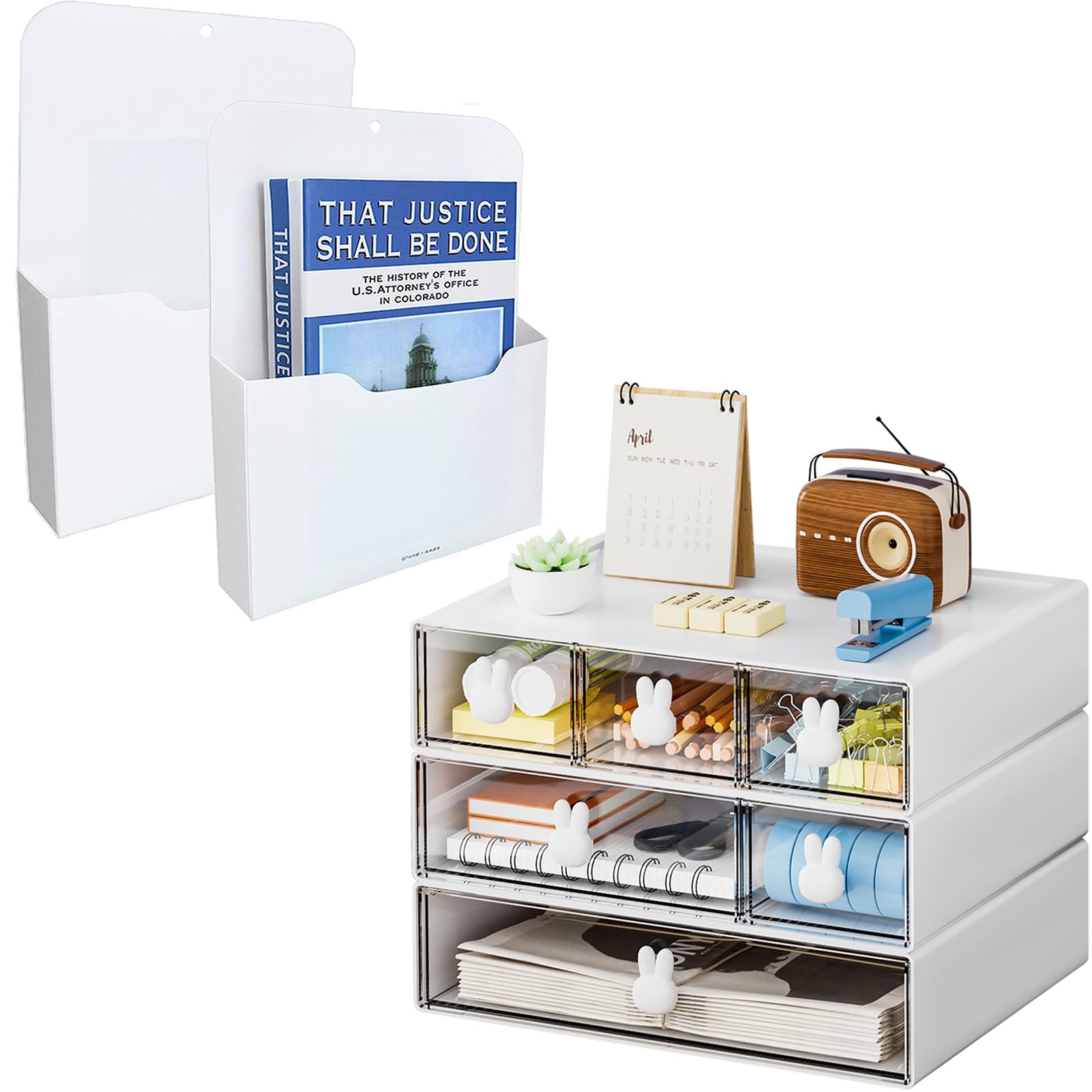 Amazon.com : Marbrasse 2 Pack Magnetic File Holder + 3 Tier Stackable ...