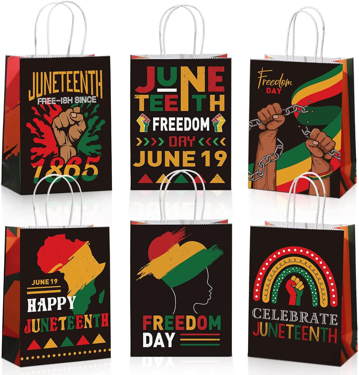 Amazon.com: Sherr 18 Pieces Happy Juneteenth Paper Bags with Handles ...