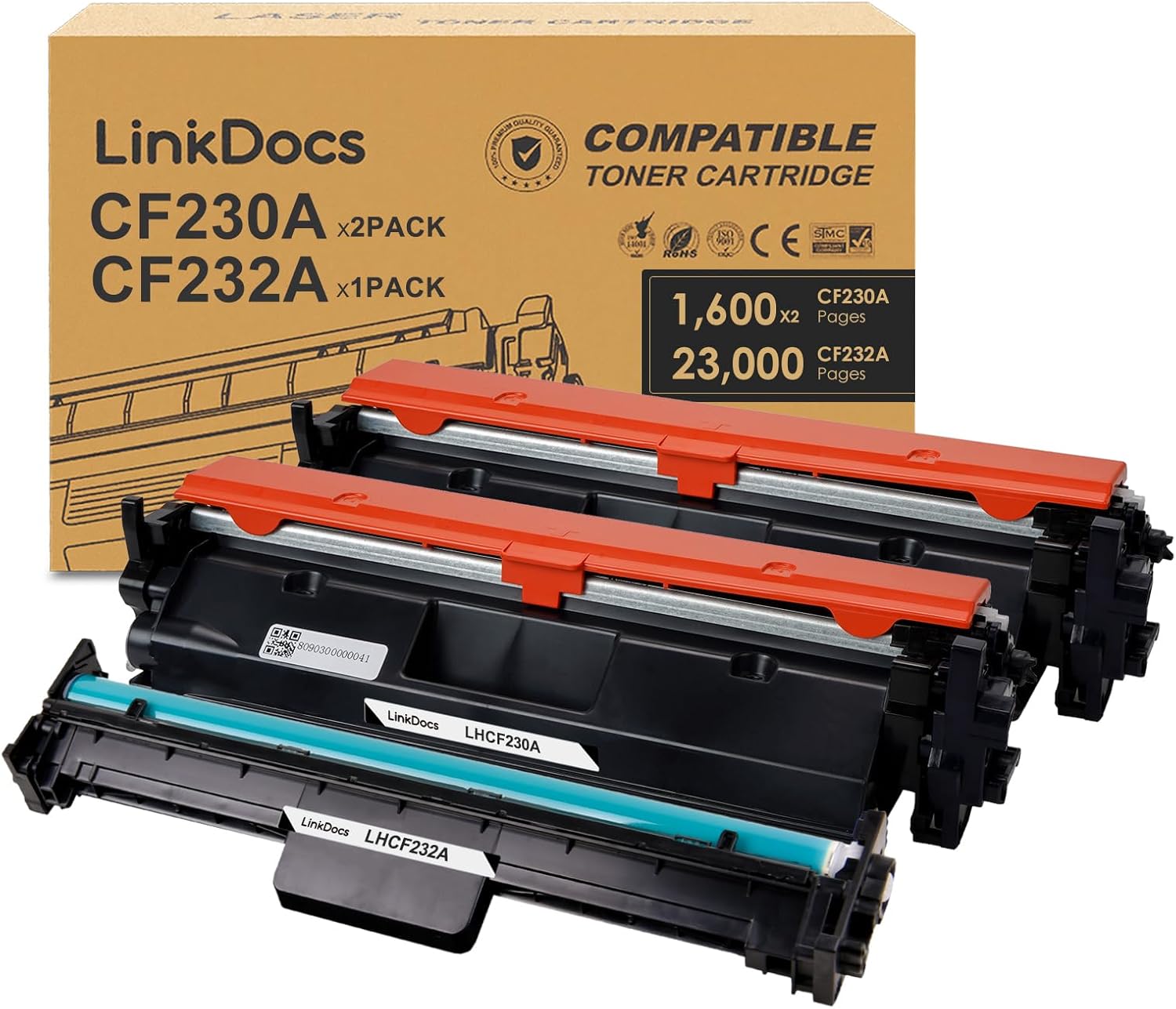 Amazon.com: LinkDocs 3PK 30A 32A Toner and Drum Cartridge Replacement ...