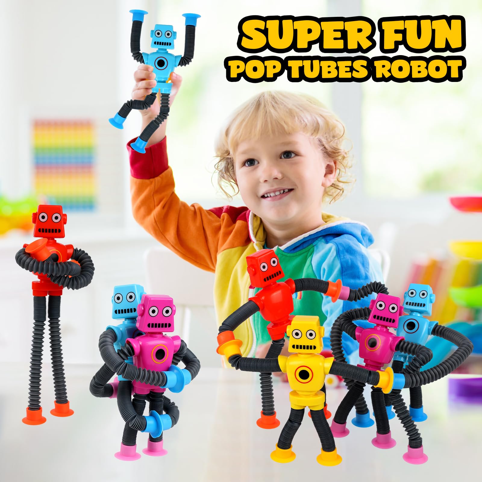 Snapklik.com : 4 Pack Telescopic Suction Cup Robot Toy, Shape Changing ...