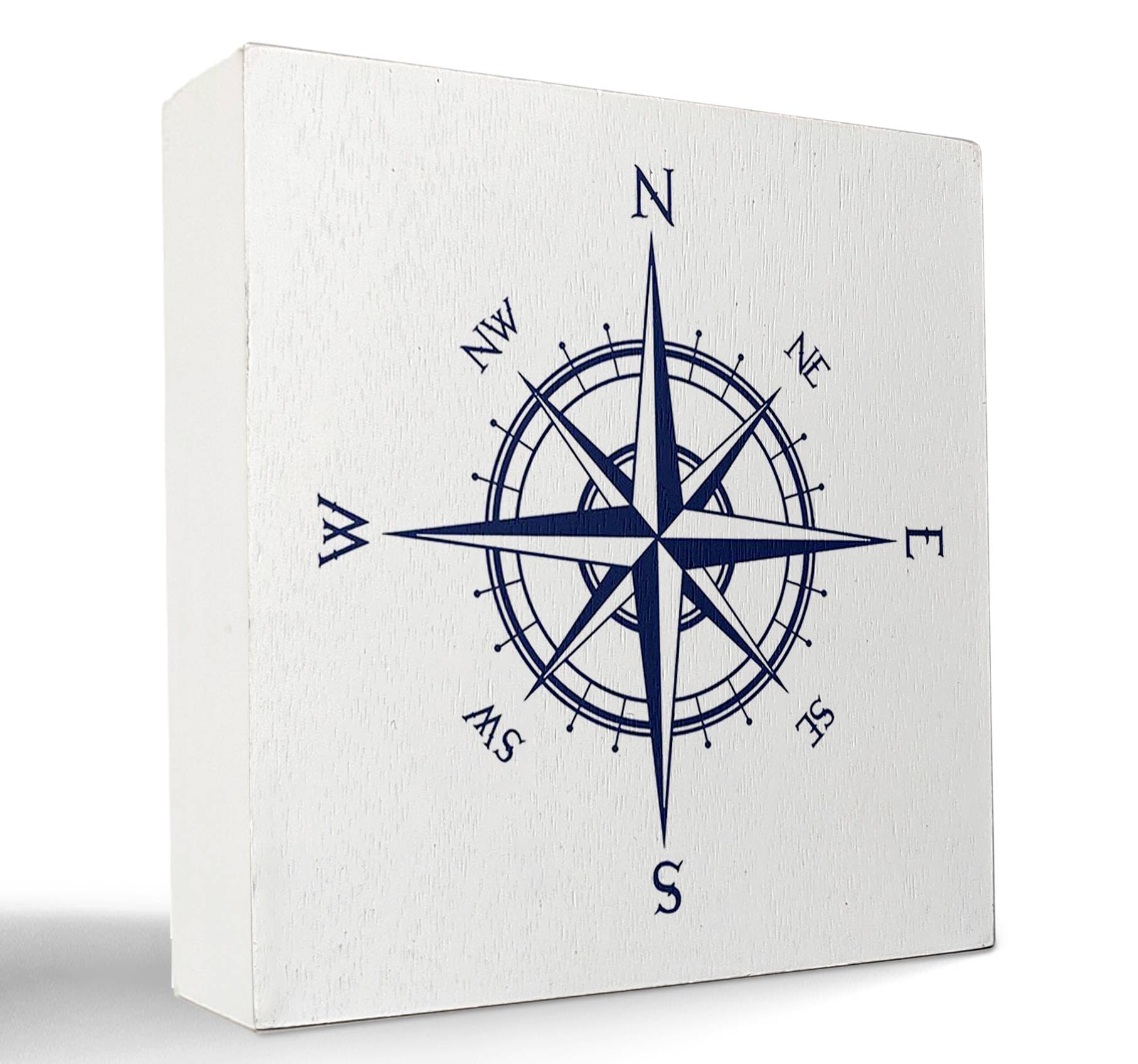 Amazon.com: kunlisa Vintage Navy Blue Compass Wooden Box Sign Desk ...