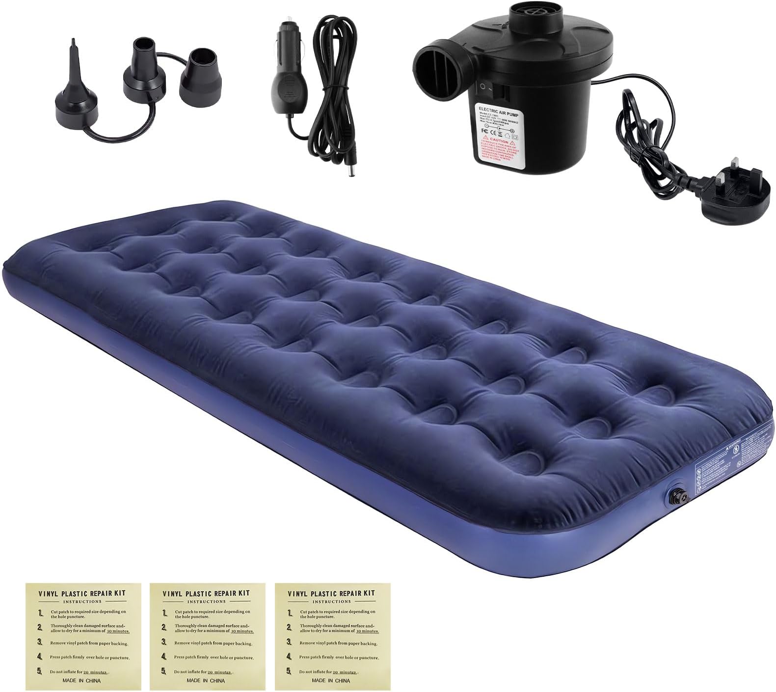 Homvvi Single Air Bed, Quick Inflatable Flocked Air Mattress ...