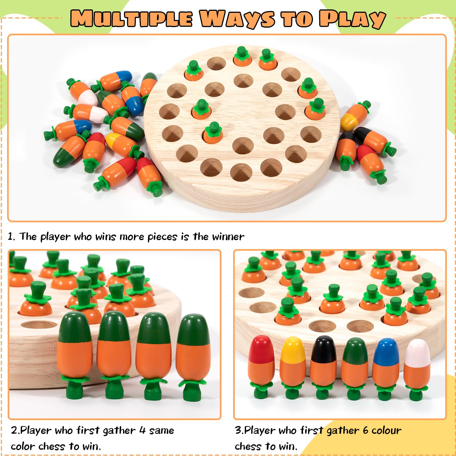Carrot Memory Game, Wooden Matching Game for Kids Logical Thinking ...
