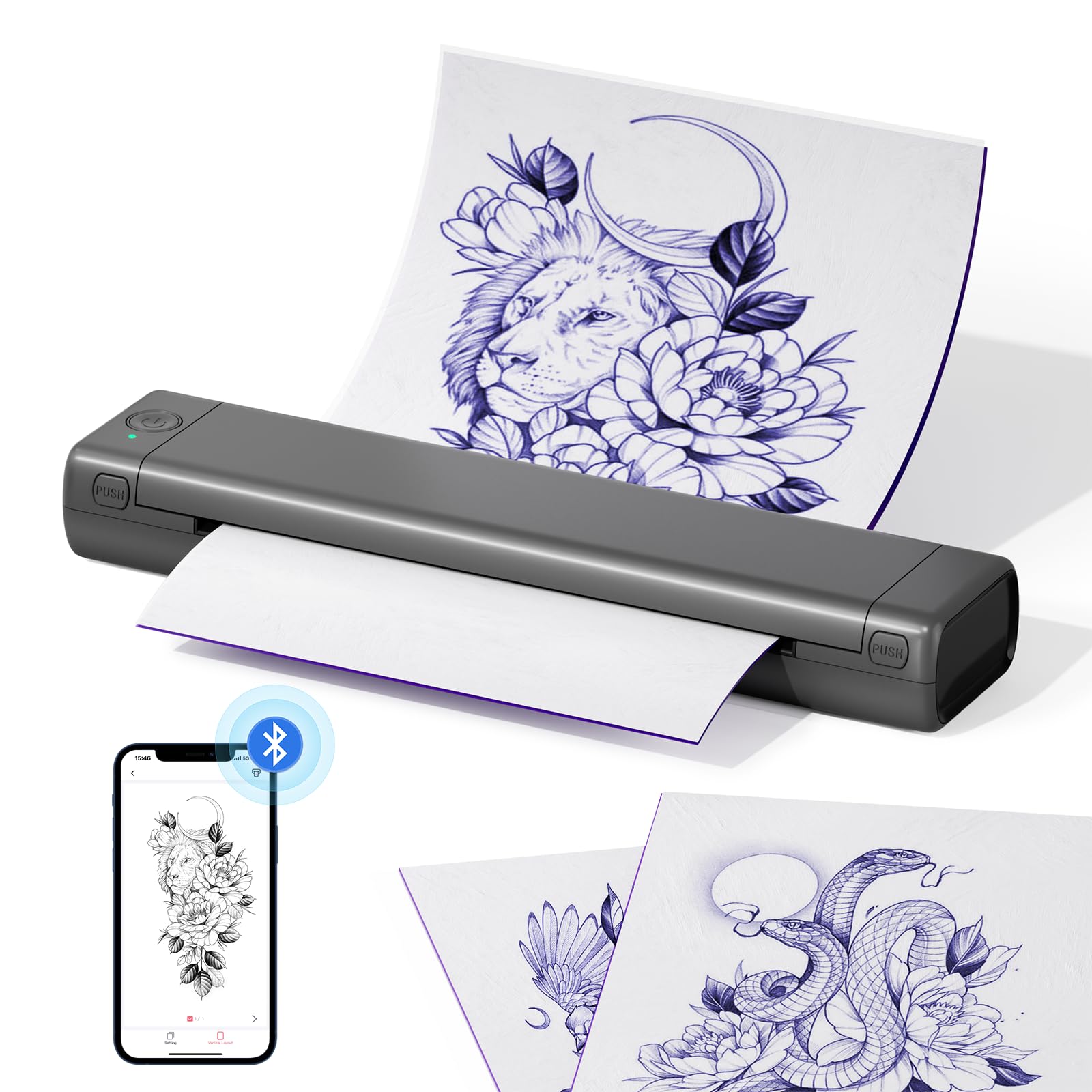 Snapklik.com : Ponek Bluetooth Tattoo Stencil Printer, M08F-A4 Tattoo ...