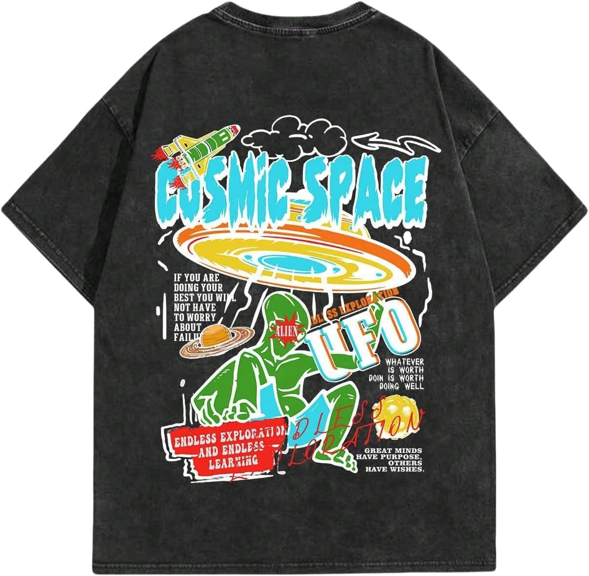 SOLY HUX Men's Graphic Tees Y2K Alien T Shirts Vintage Shirts 90s Oversized Streetwear Tops ...