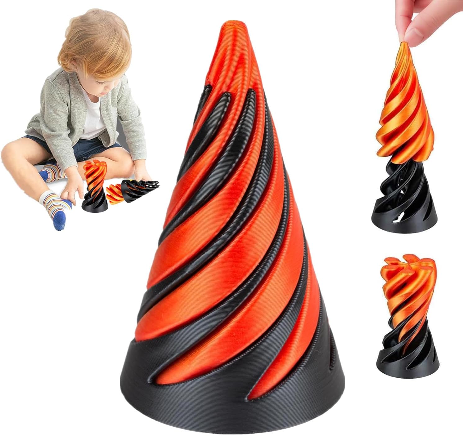 Impossible Cone Pyramid Passthrough Sculpture, 3D Printed Spiral Cone ...