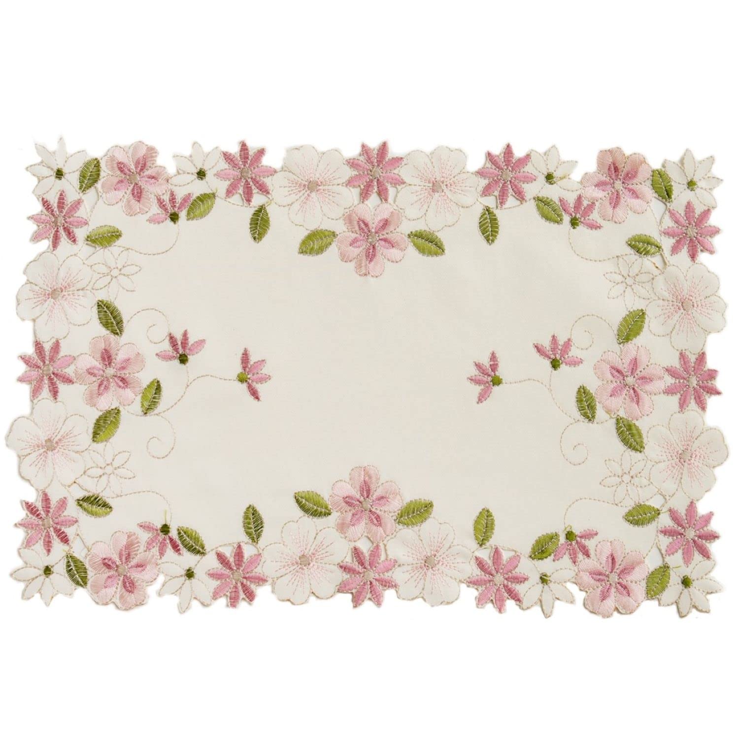 2pack Embroidered Rectangle Lace Doiliess, European Pink Floral fabric ...