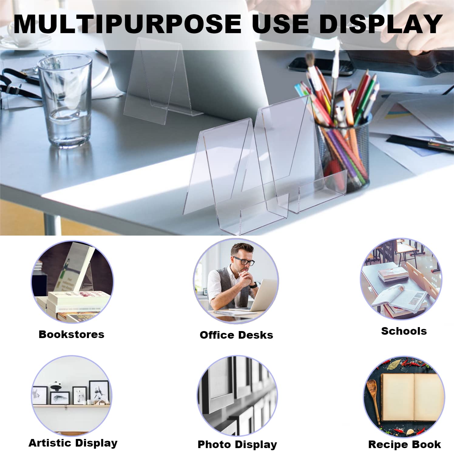 Snapklik.com : Qbily Acrylic Book Display Stand 10 Pack - Transparent ...