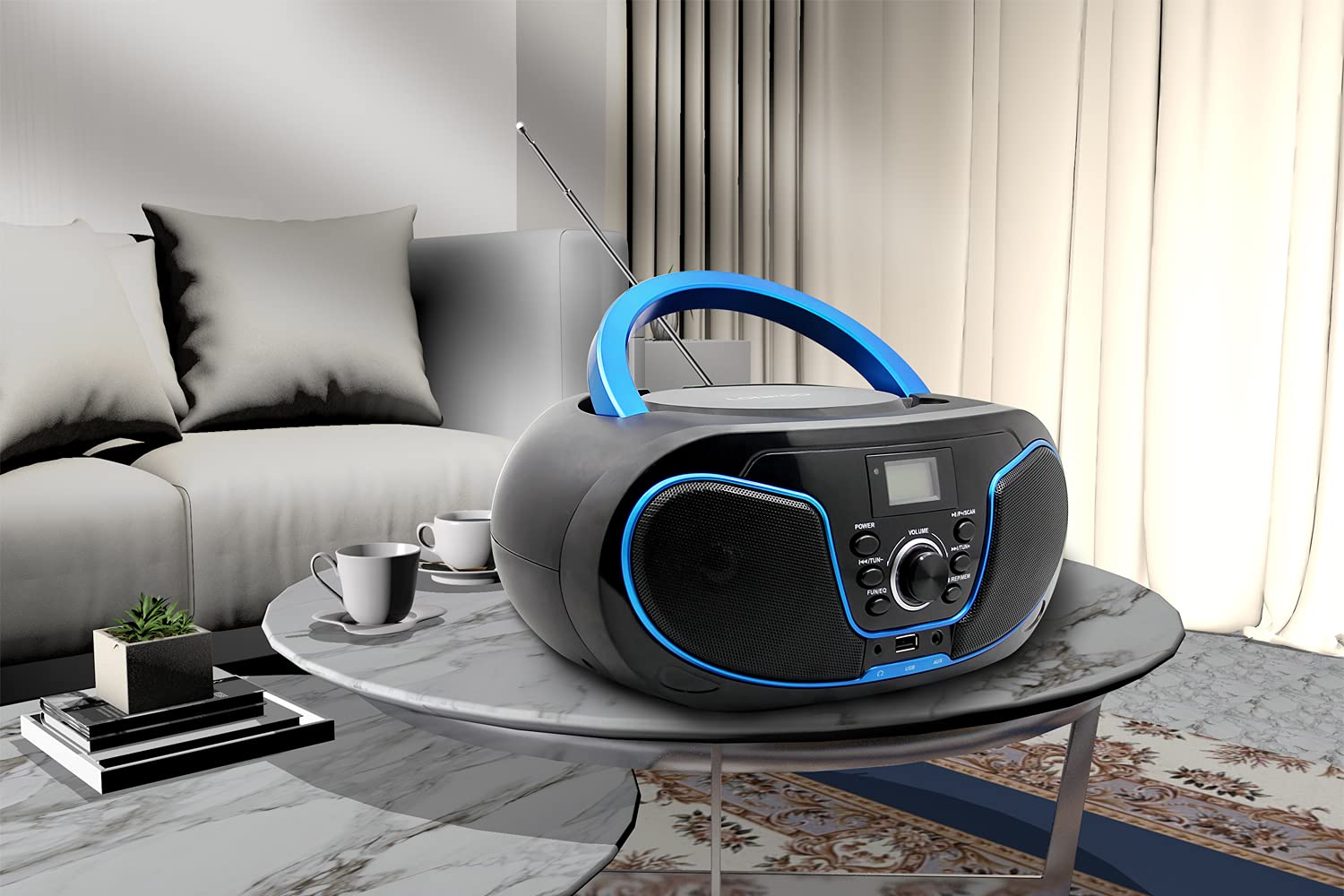 LONPOO Stereo CD Boombox Portable Bluetooth Digital Tuner FM Radio CD ...