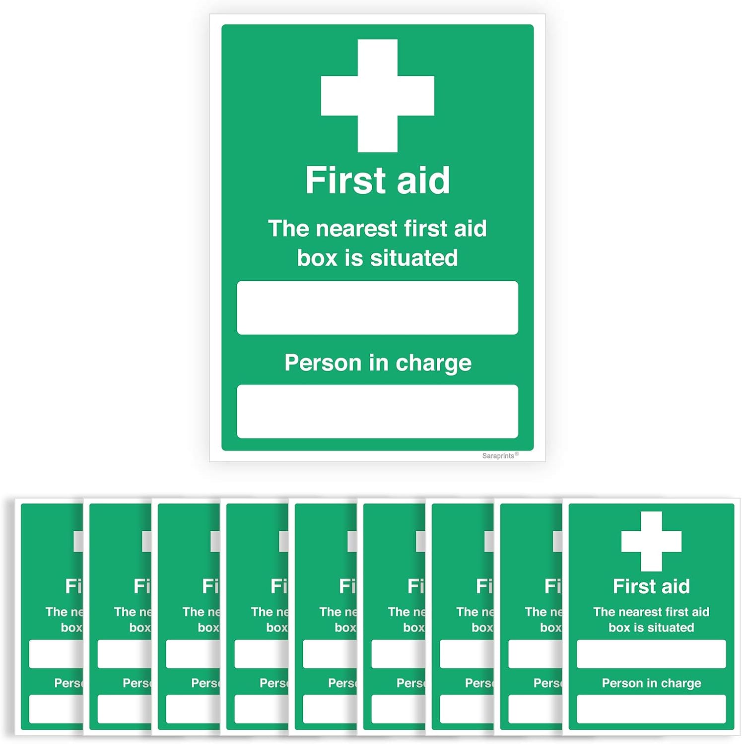 Pack of 10 First Aid Box Sticker Self adhesive Waterproof Vinyl ...