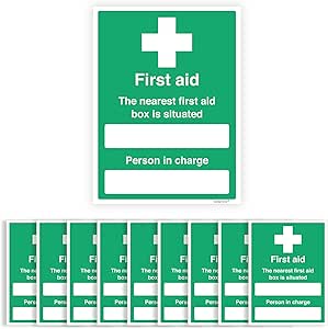 Pack of 10 First Aid Box Sticker Self adhesive Waterproof Vinyl ...
