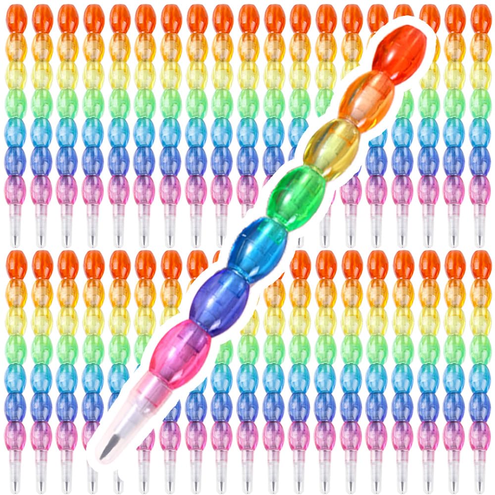 Amazon.com: 36 Pieces Stackable Rainbow Bead Pencils, Plastic Kids ...