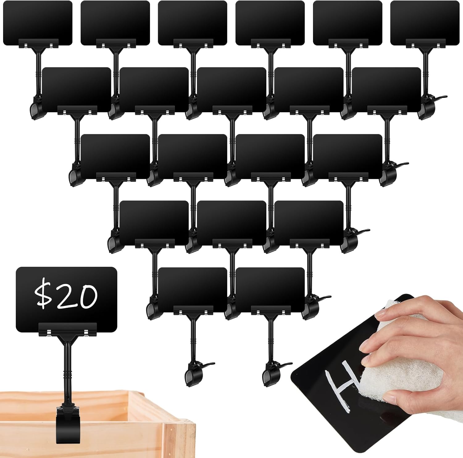 Amazon.com : DoubleFill 20 Set Clip Holder Chalkboard Sign Price Tag ...