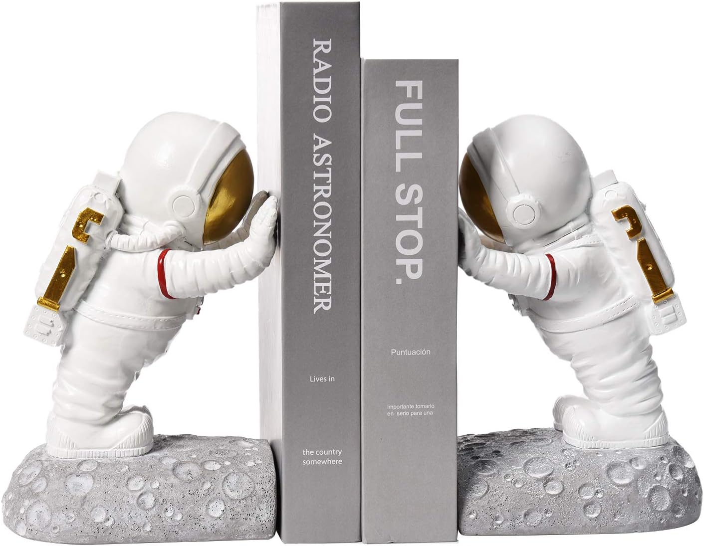 Amazon.com: Kakizzy Astronaut Decorative Book Ends, Resin Bookends for ...