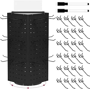 Rotating Pegboard Display Stand With 24 Hooks ,Metal Spinning Peg Board ...