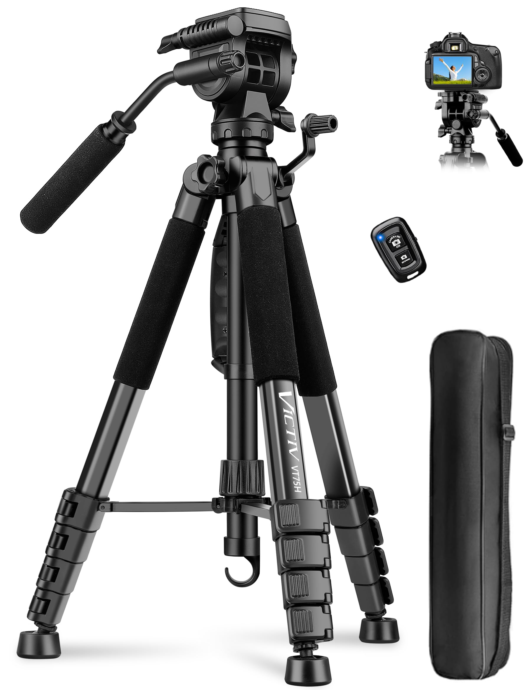 Amazon.com : Victiv 75" Camera Tripod Stand, Heavy Duty & Ultra-Stable ...