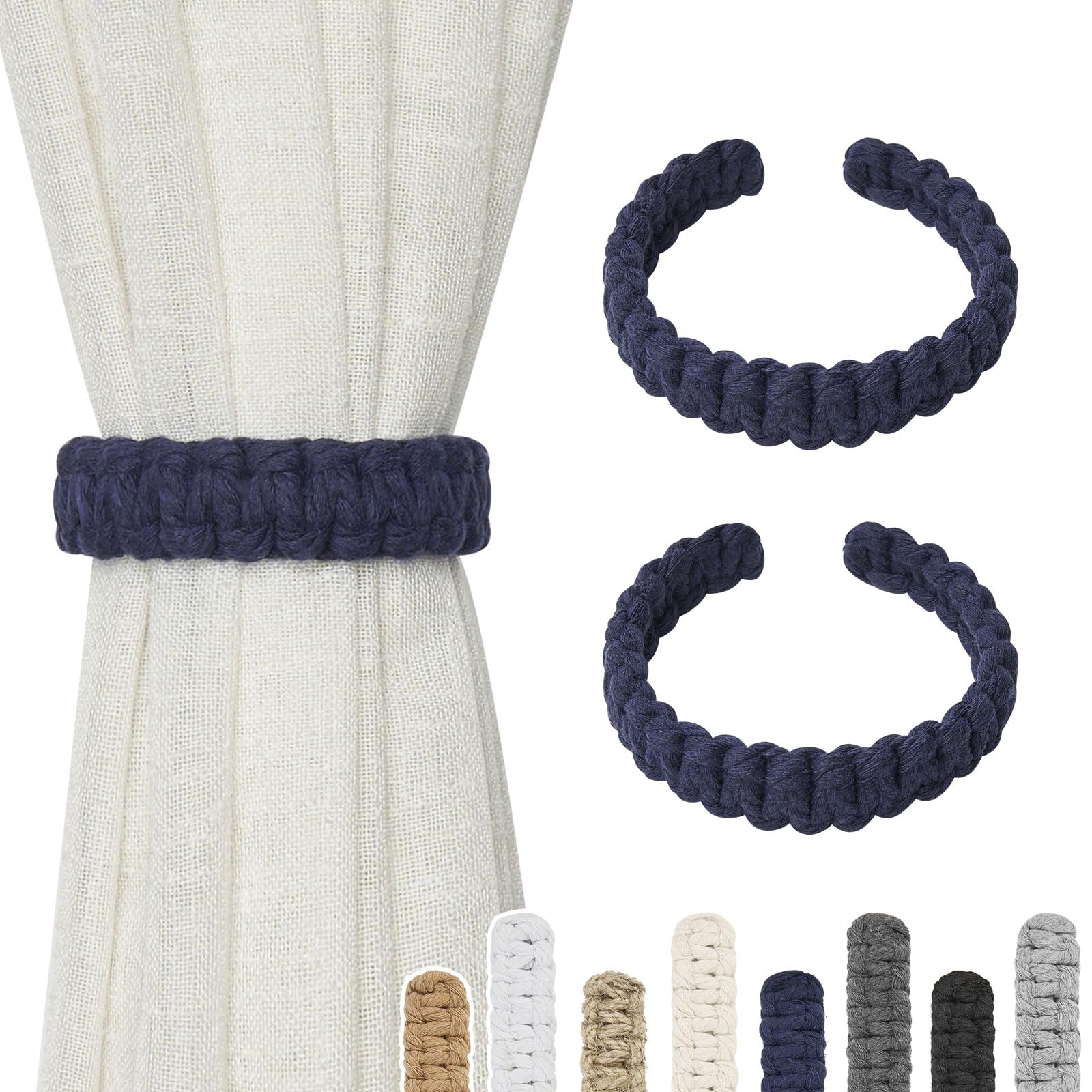 Amazon.com: NICEEC 2 Pack Natural Cotton Rope Curtain Tiebacks ...