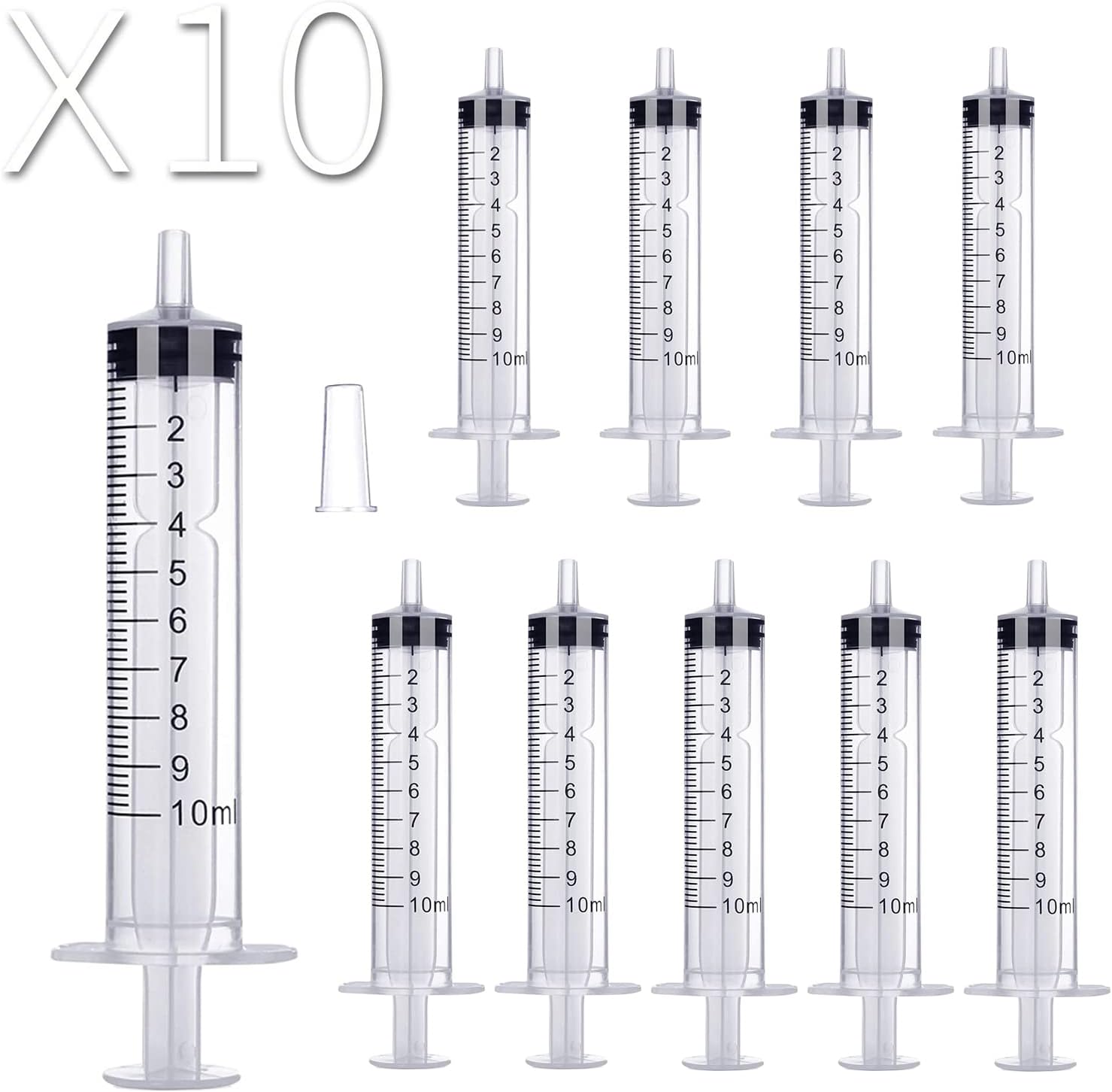 10 Pack 10ml Plastic Syringe Without Needle, Individual Package ...