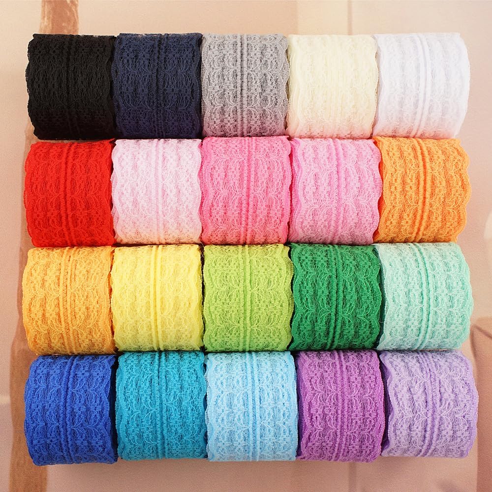 Amazon.com: 200 Yards Lace Trim Ribbon Roll Lace Fabric for Sewing,Baby ...