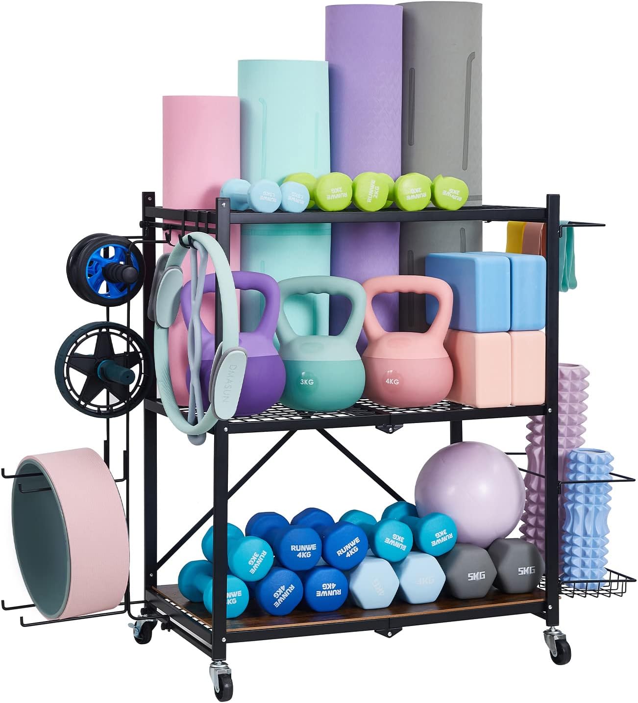 Amazon.com: Home Gym Storage, Foldable Yoga Mat Storage Rack for Gym ...