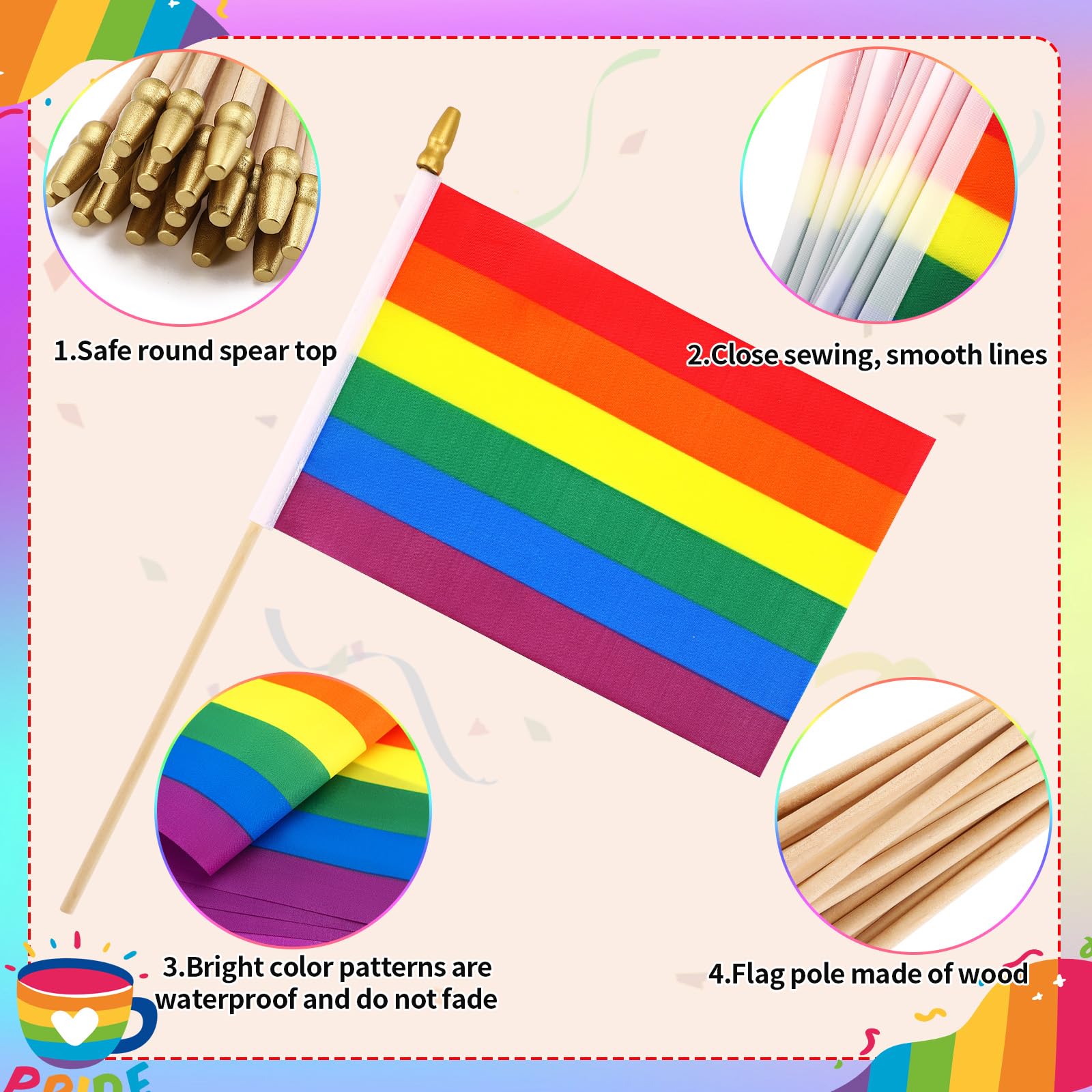 Snapklik.com : Augshy Pride Rainbow Flags, 22 Pack Gay LGBT Small Mini ...