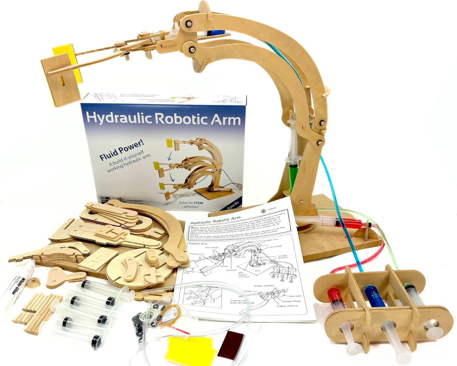Amazon.com: PATHFINDERS STEM Kit – Hydraulic Robotic Arm | Wooden ...