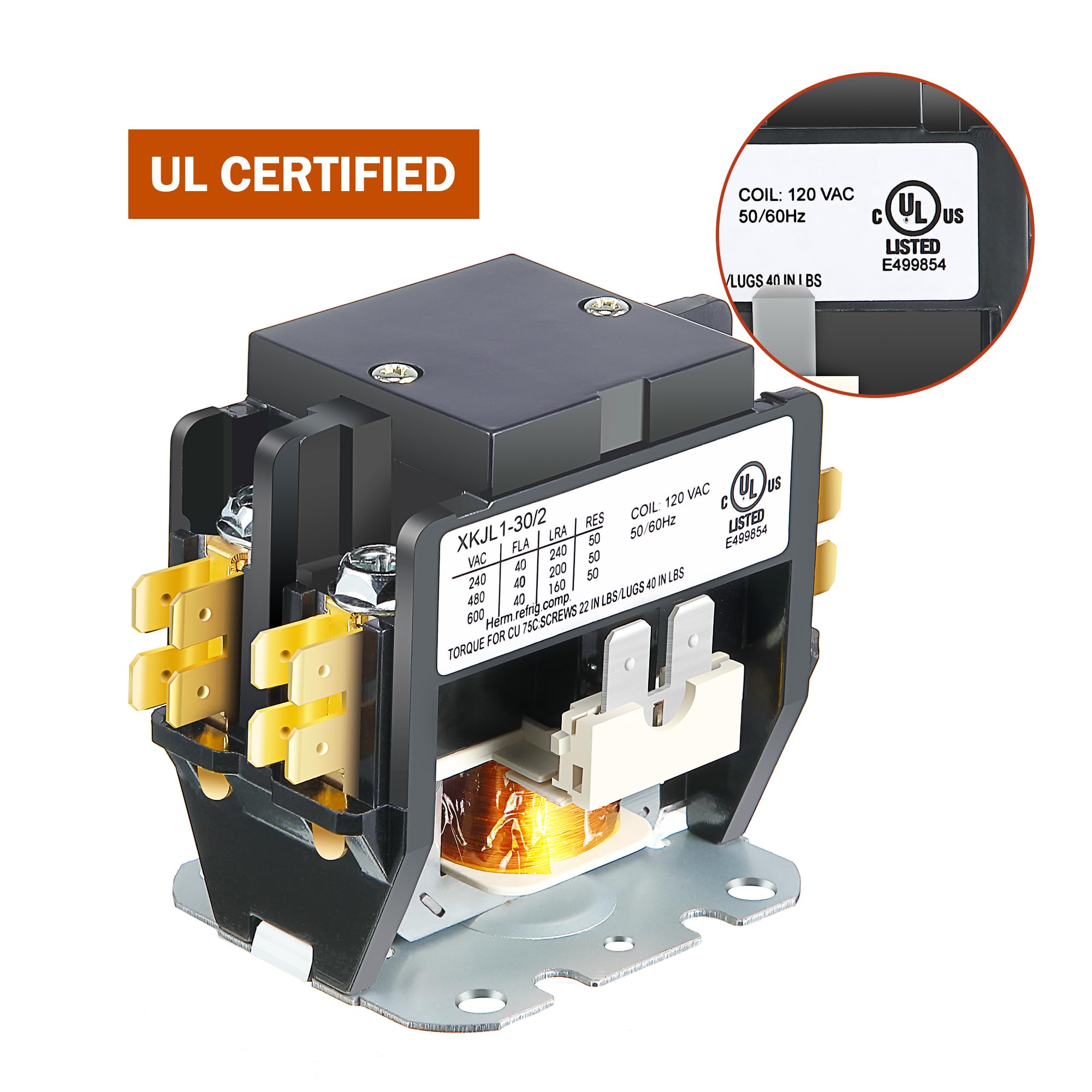 Snapklik.com : Dreyoo Carrier HVAC Motor Contactor, 120V 40 Amp Coil 2 ...